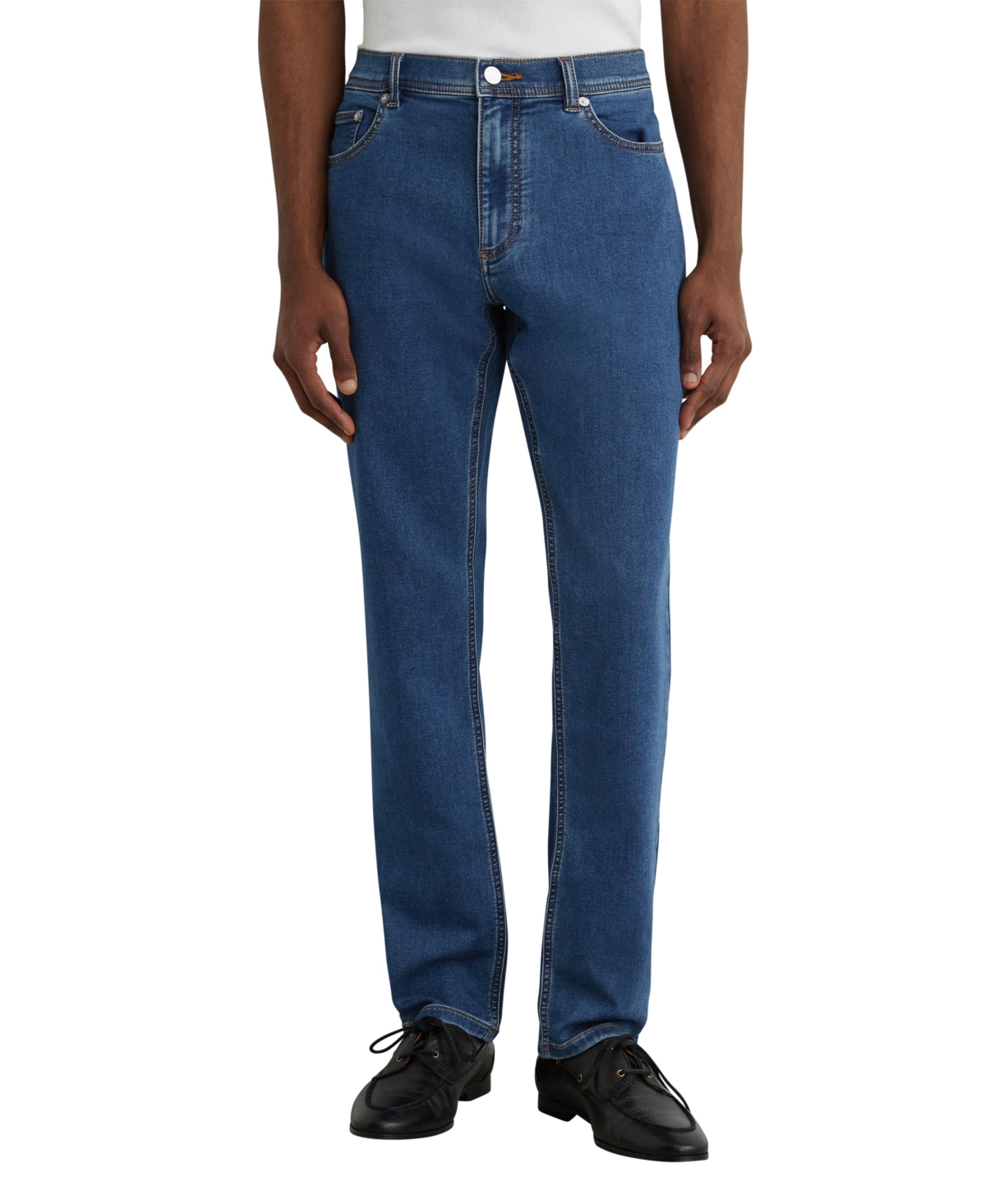 Click here for Reiss Mens Bishopsgate Soft-Stretch Straight-Leg J... prices