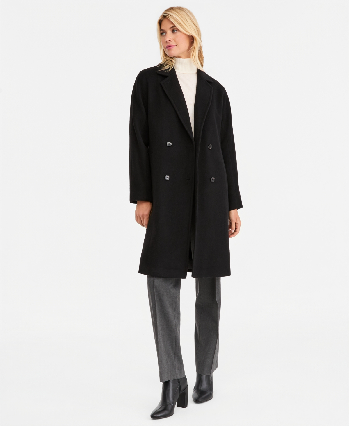 Click here for Calvin Klein Womens Double-Breasted Coat - Black prices