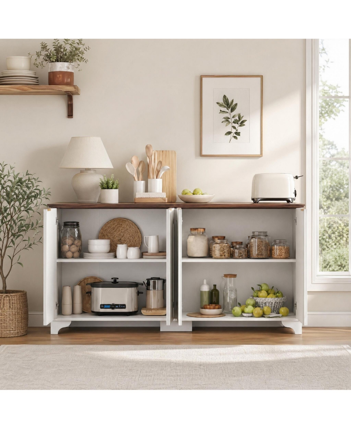 Click here for homfan Fluted Buffet Sideboard Cabinet with Four D... prices