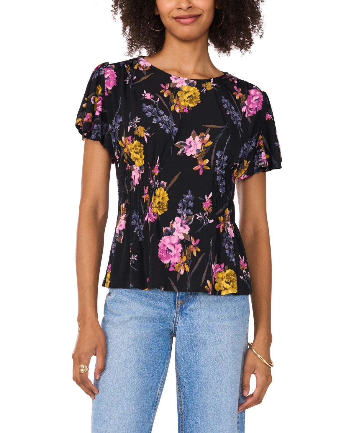 Click here for Vince Camuto Womens Short-Sleeve Floral Printed To... prices