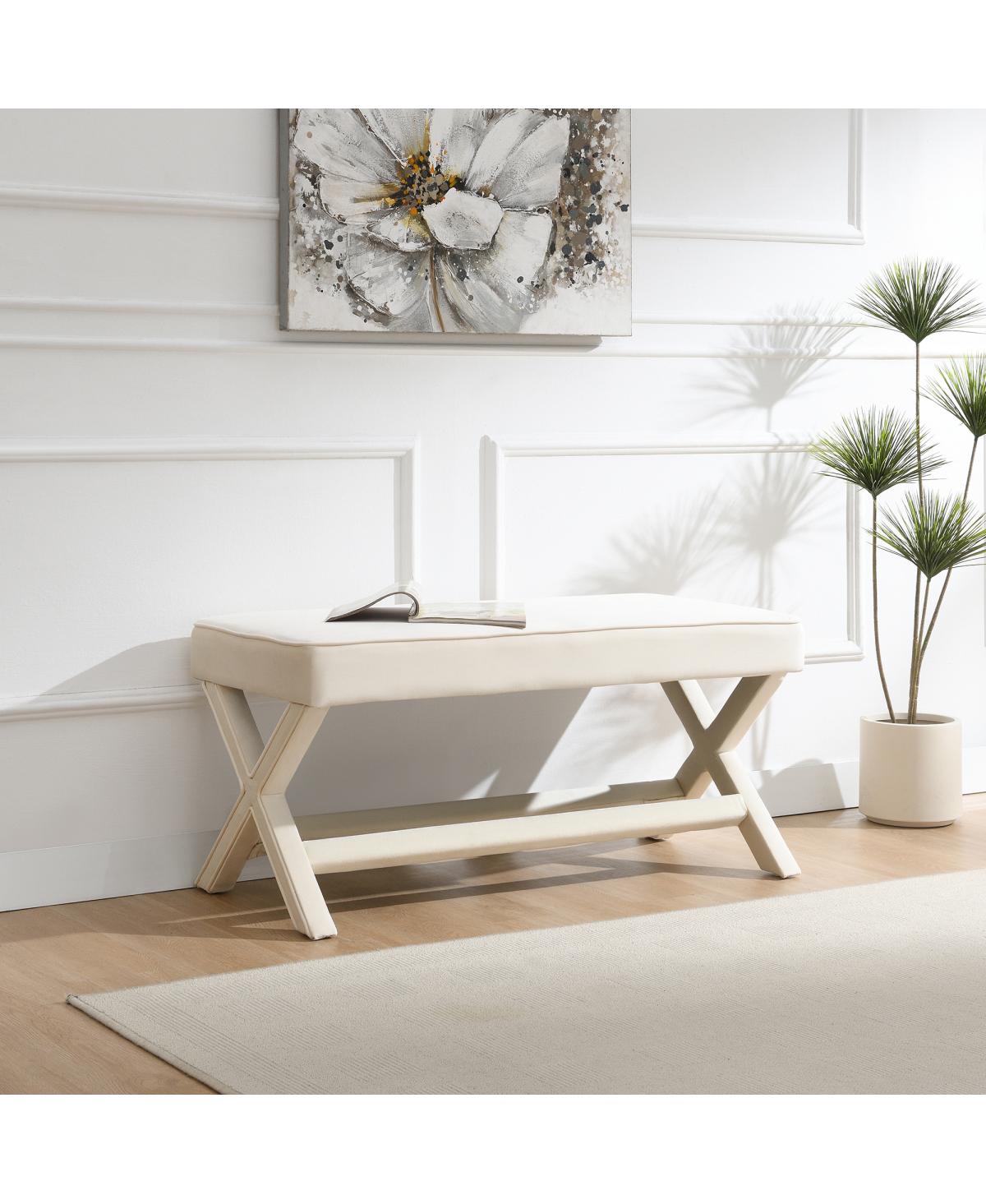 Click here for Streamdale Furniture Velvet Double Bench with X-Cr... prices