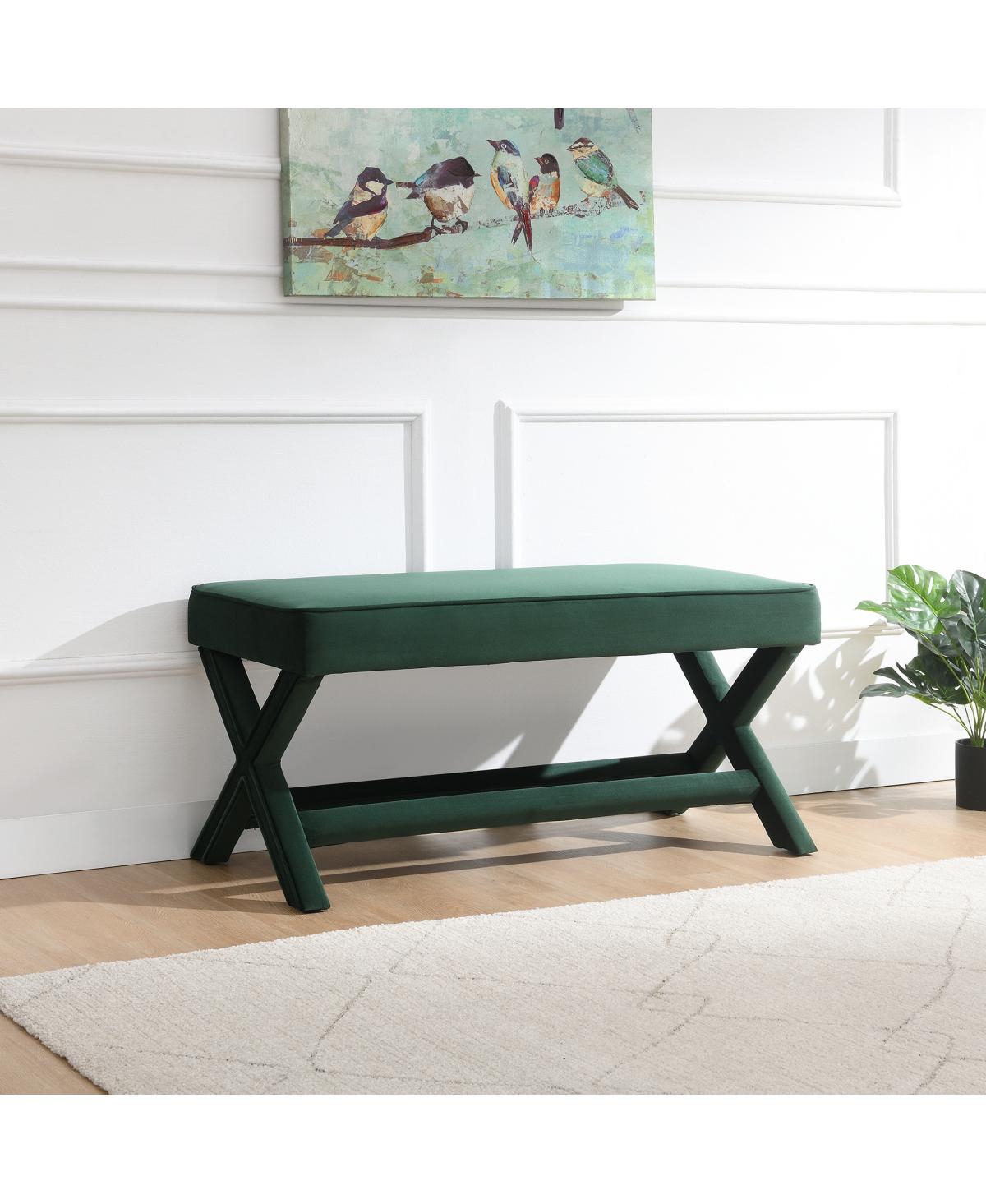 Click here for Streamdale Furniture Velvet Double Bench with X-Cr... prices