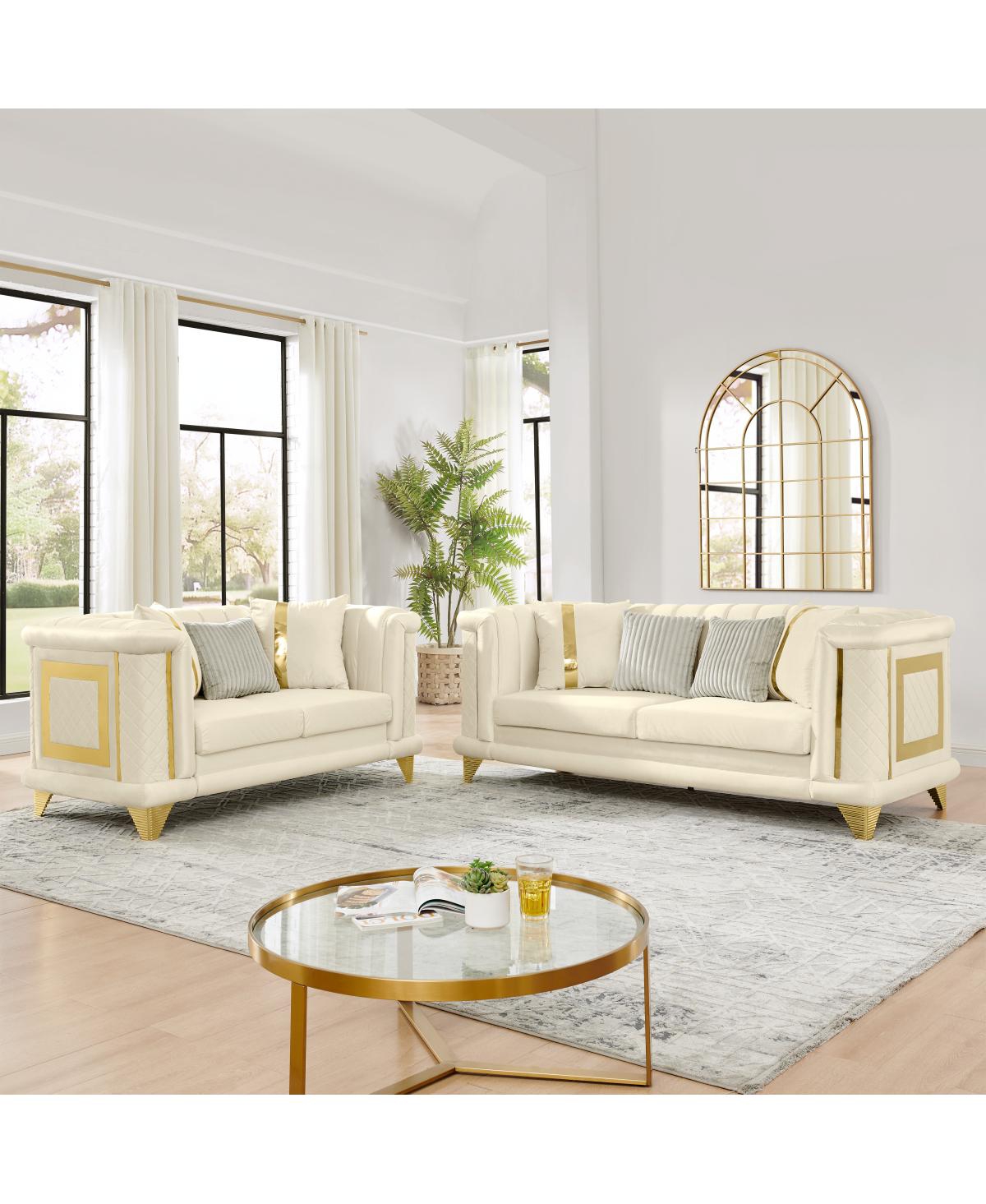 Click here for Streamdale Furniture Velvet Luxury Sofa Set - Beig... prices