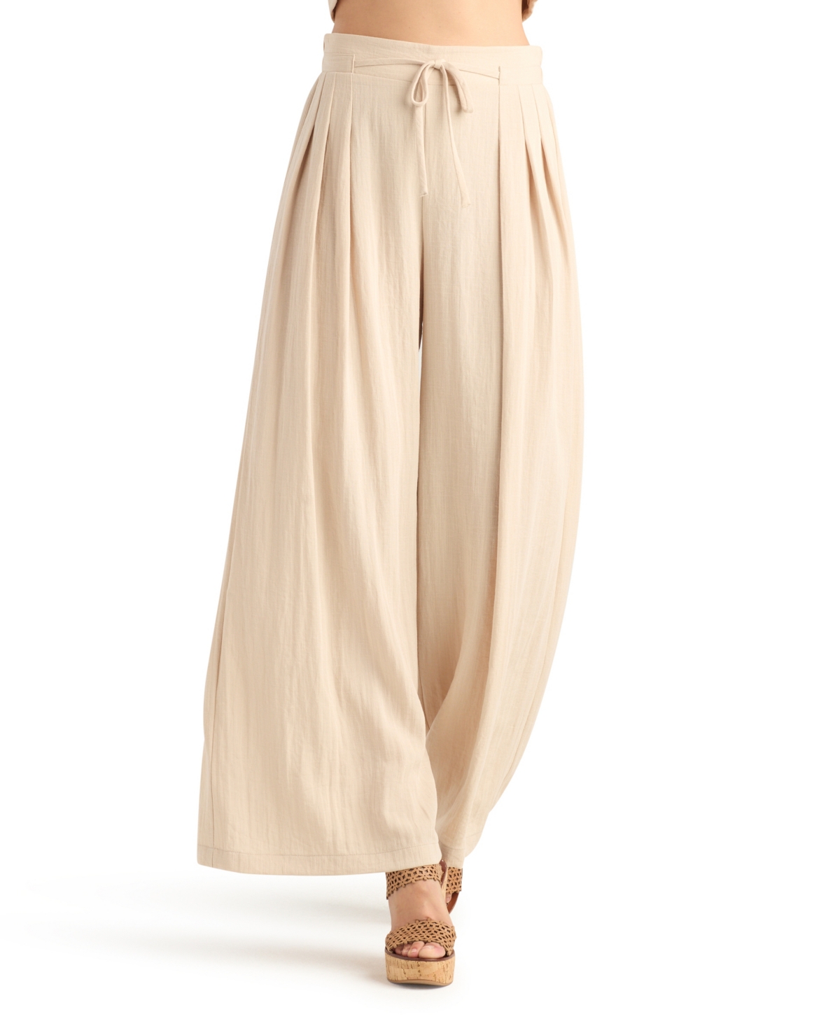 Click here for Bcx Womens Gauze Tie-Waist Pull-On Pants - Sand prices