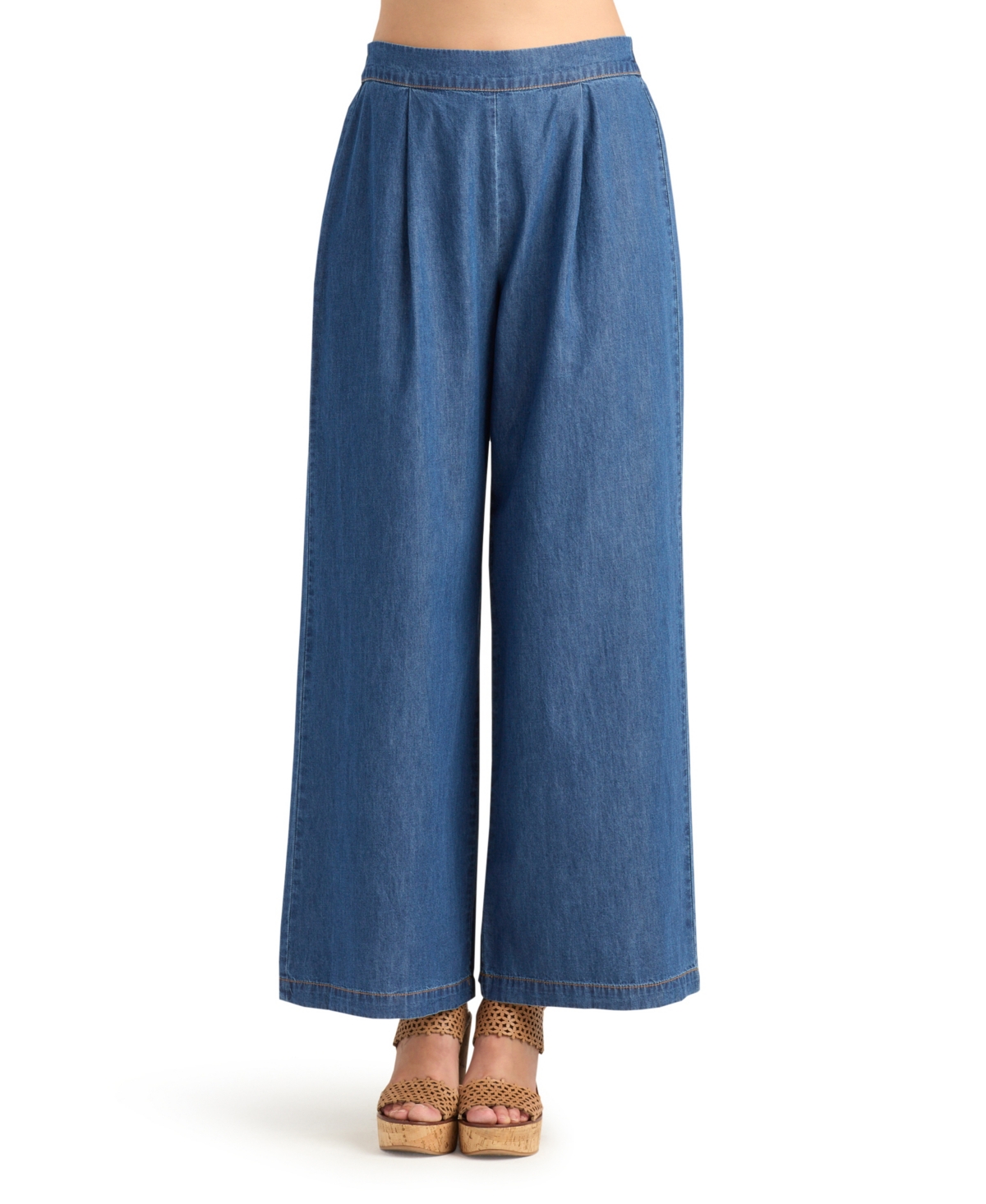 Click here for Bcx Womens Denim Wide-Leg Pull-On Pants - Denim prices
