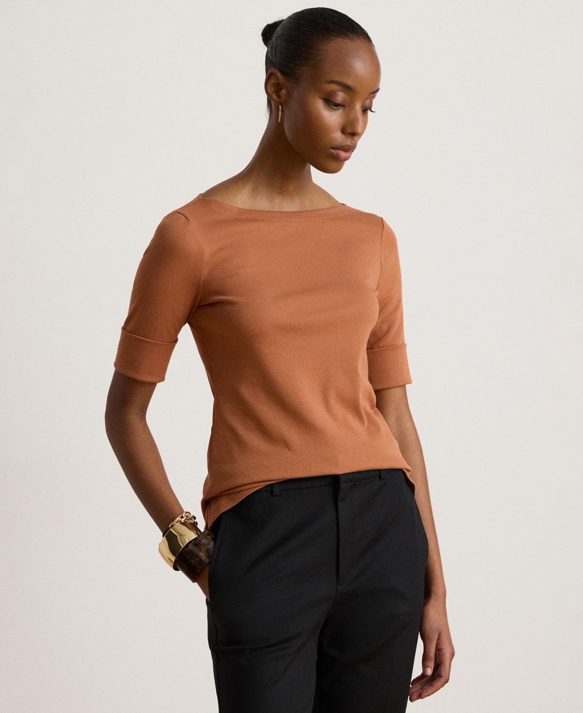 Click here for Lauren Ralph Lauren Stretch Cotton Boatneck T-Shir... prices