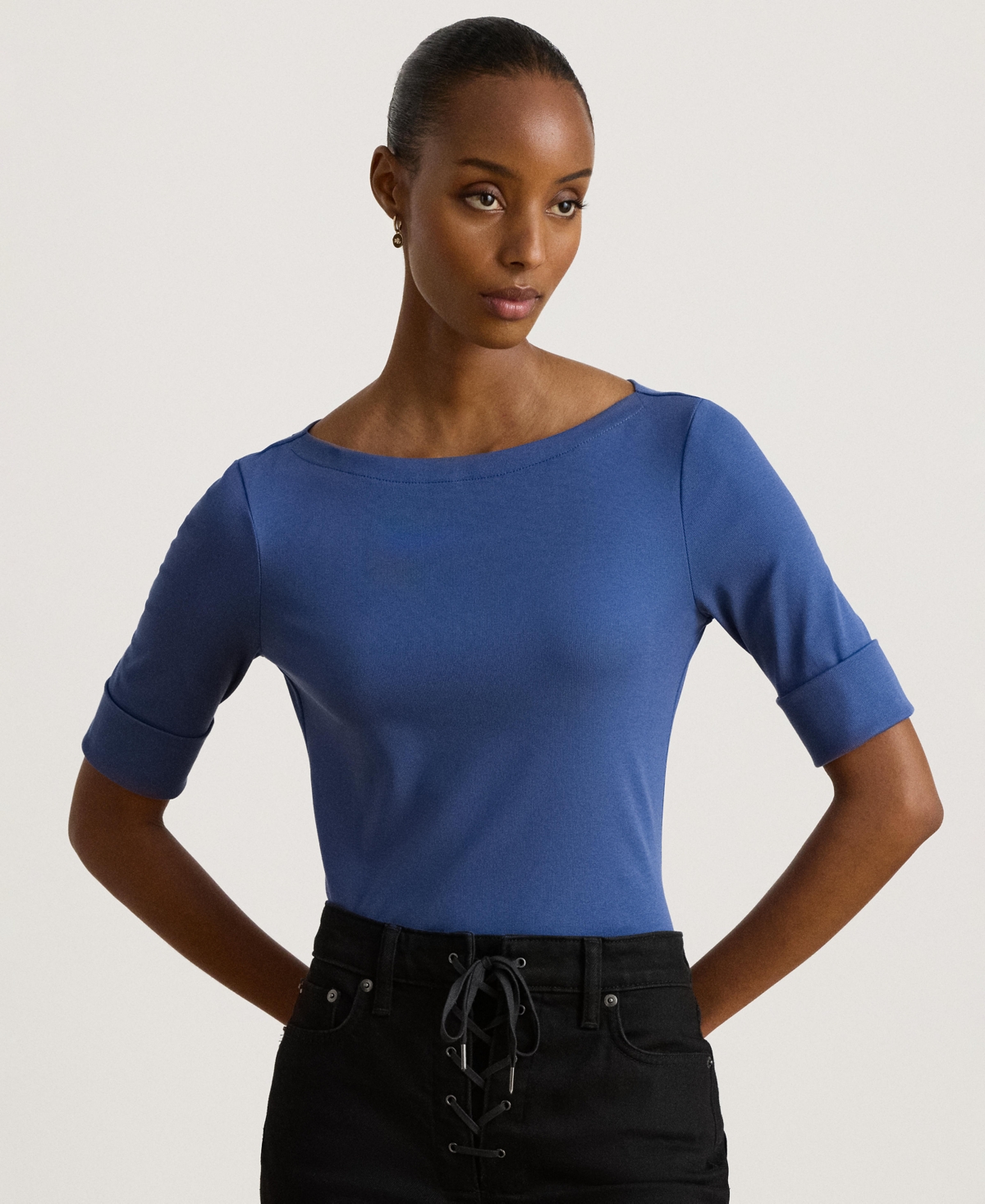 Click here for Lauren Ralph Lauren Stretch Cotton Boatneck T-Shir... prices