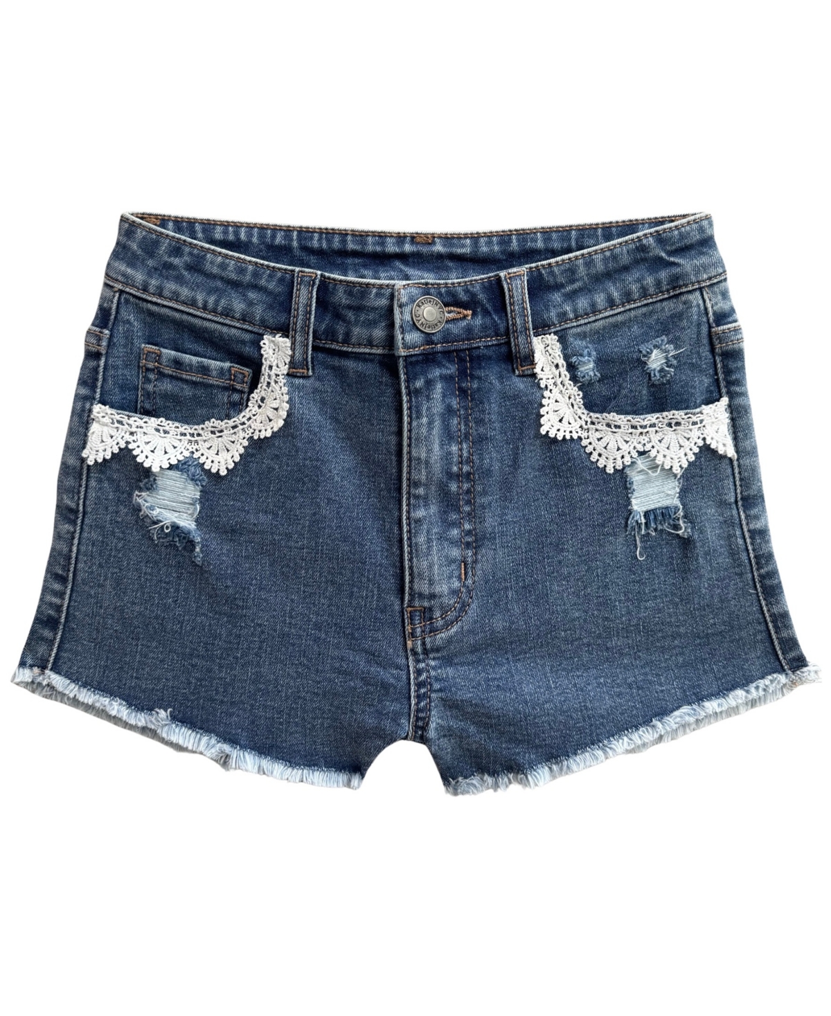 Click here for With Jules Girls 7-16 Lace-Trim Denim Shorts - Nav... prices