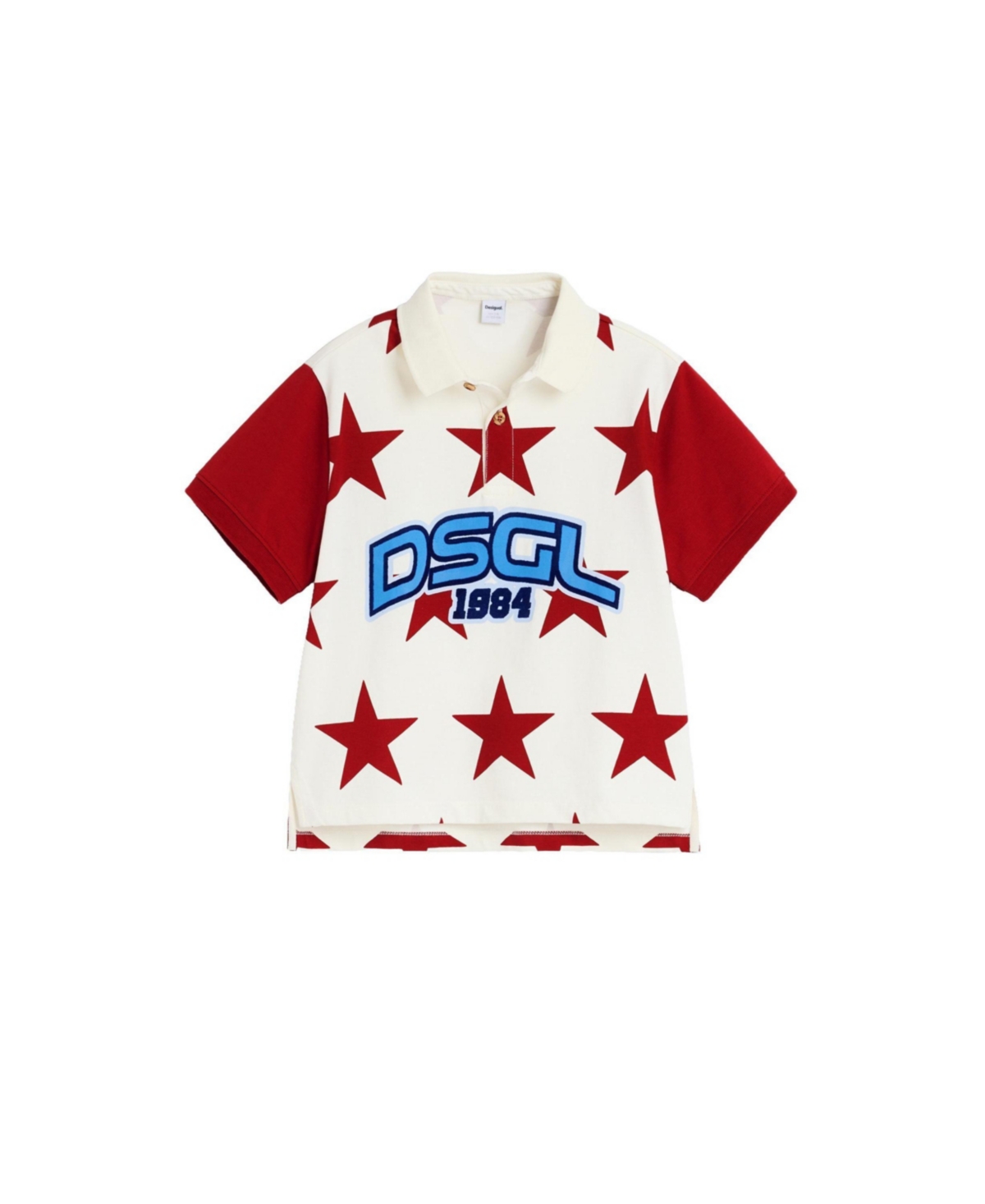 Click here for Desigual Boys Boyss Logo star polo - White prices