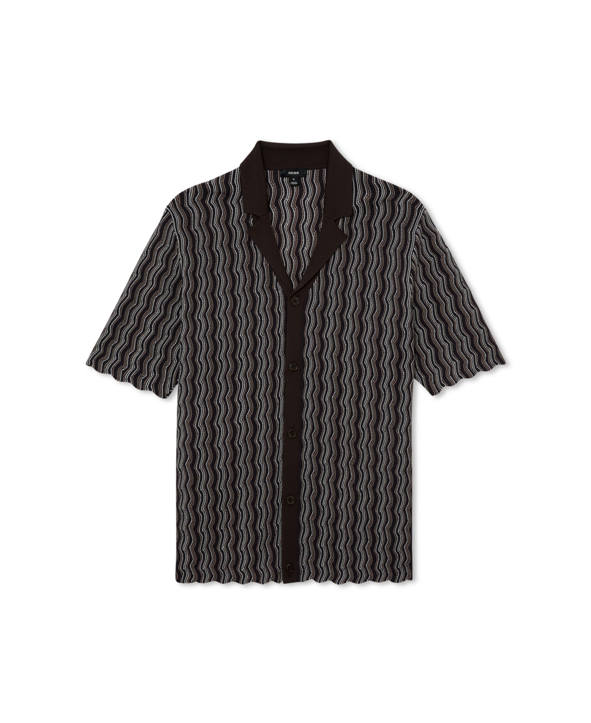 Click here for Reiss Mens Drake Button Through Wavy Stripe Cuban... prices