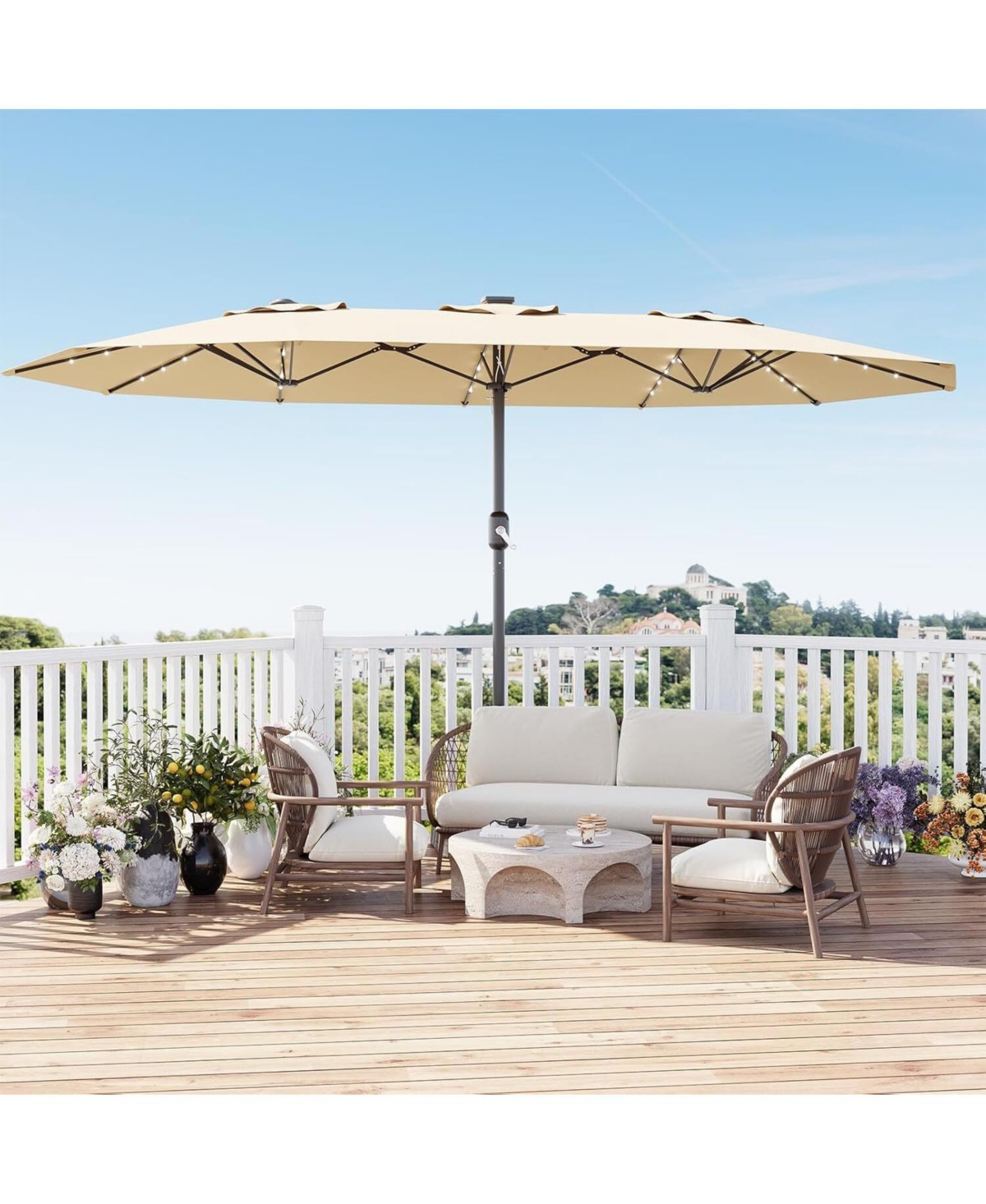 Click here for gaomon 15 Ft Patio Umbrella with Solar lights and... prices
