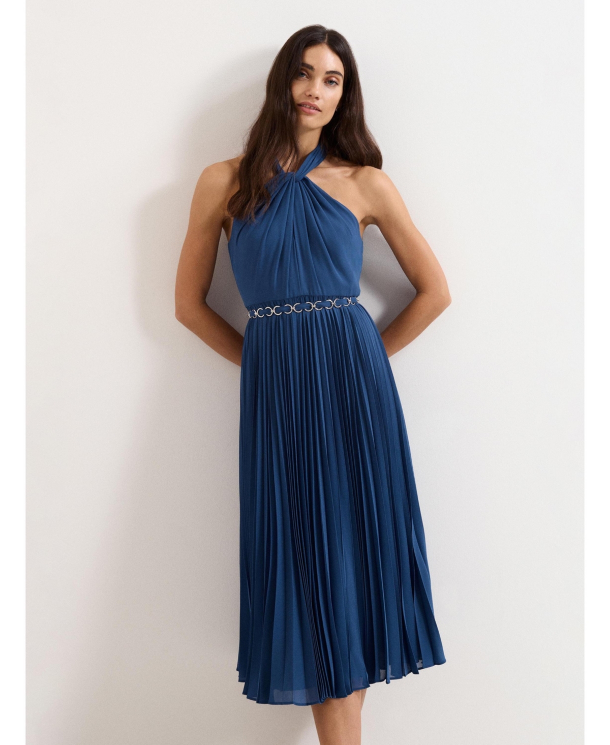 Click here for Phase Eight Womens Sathia Pleated Halter Neck Midi... prices