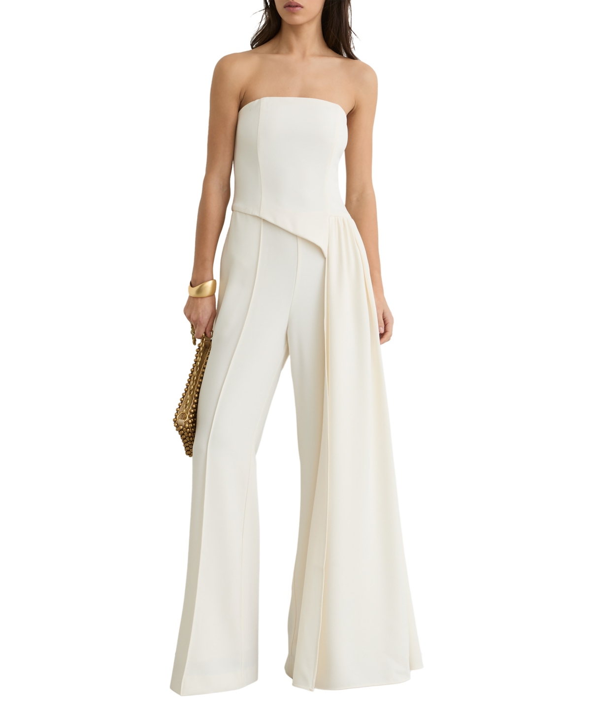 Click here for Reiss Womens Strapless Drape Wide-Leg Jumpsuit - I... prices