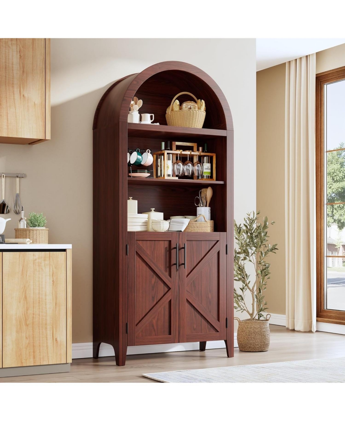 Click here for gaomon Arched Kitchen Pantry Cabinet  5-Tier Open... prices