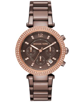 Michael Kors Women's Chronograph Parker Sable Ion-Plated Stainless ...