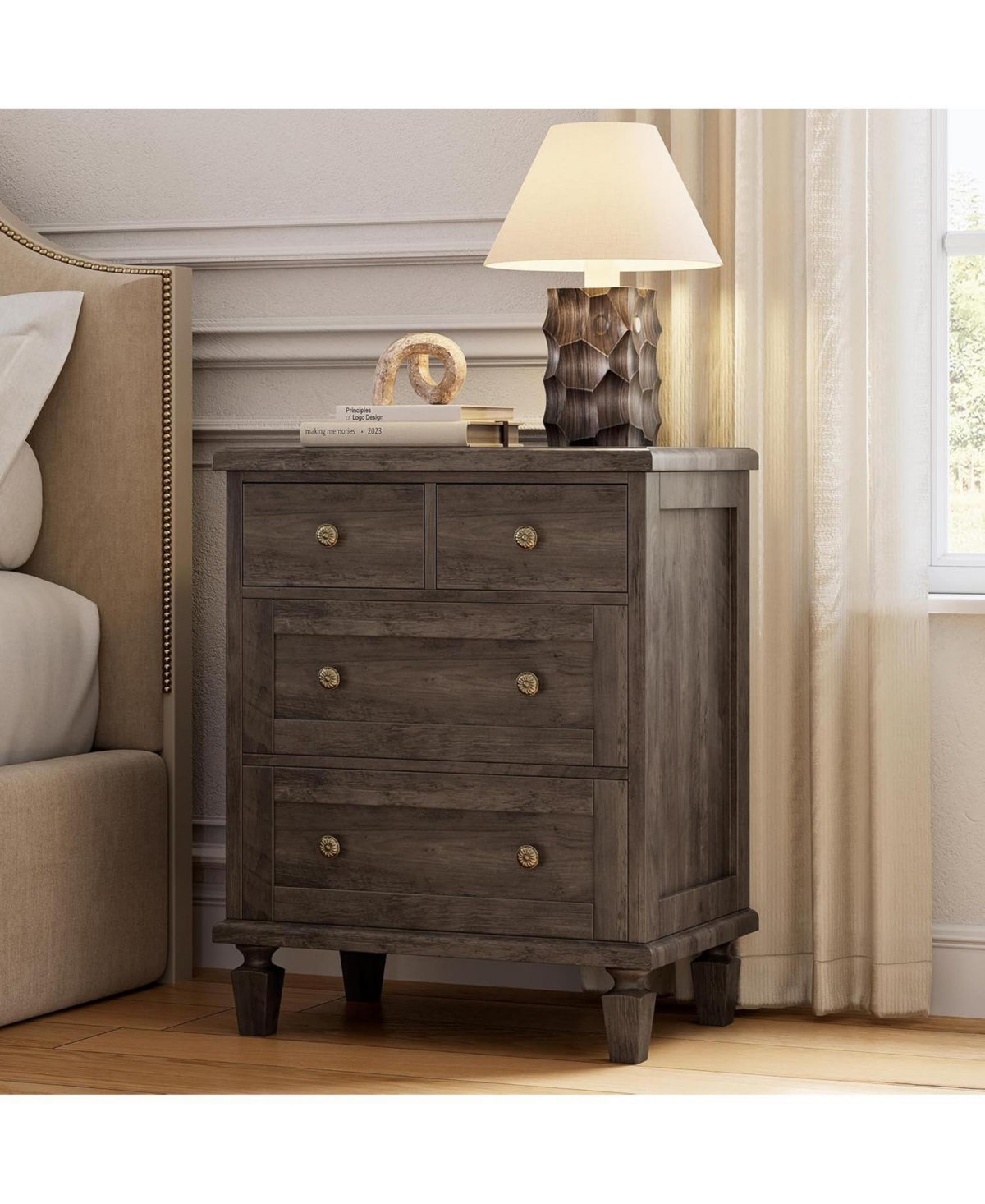 Click here for gaomon 4 Drawer Vintage Wood Dresser with Tapered... prices