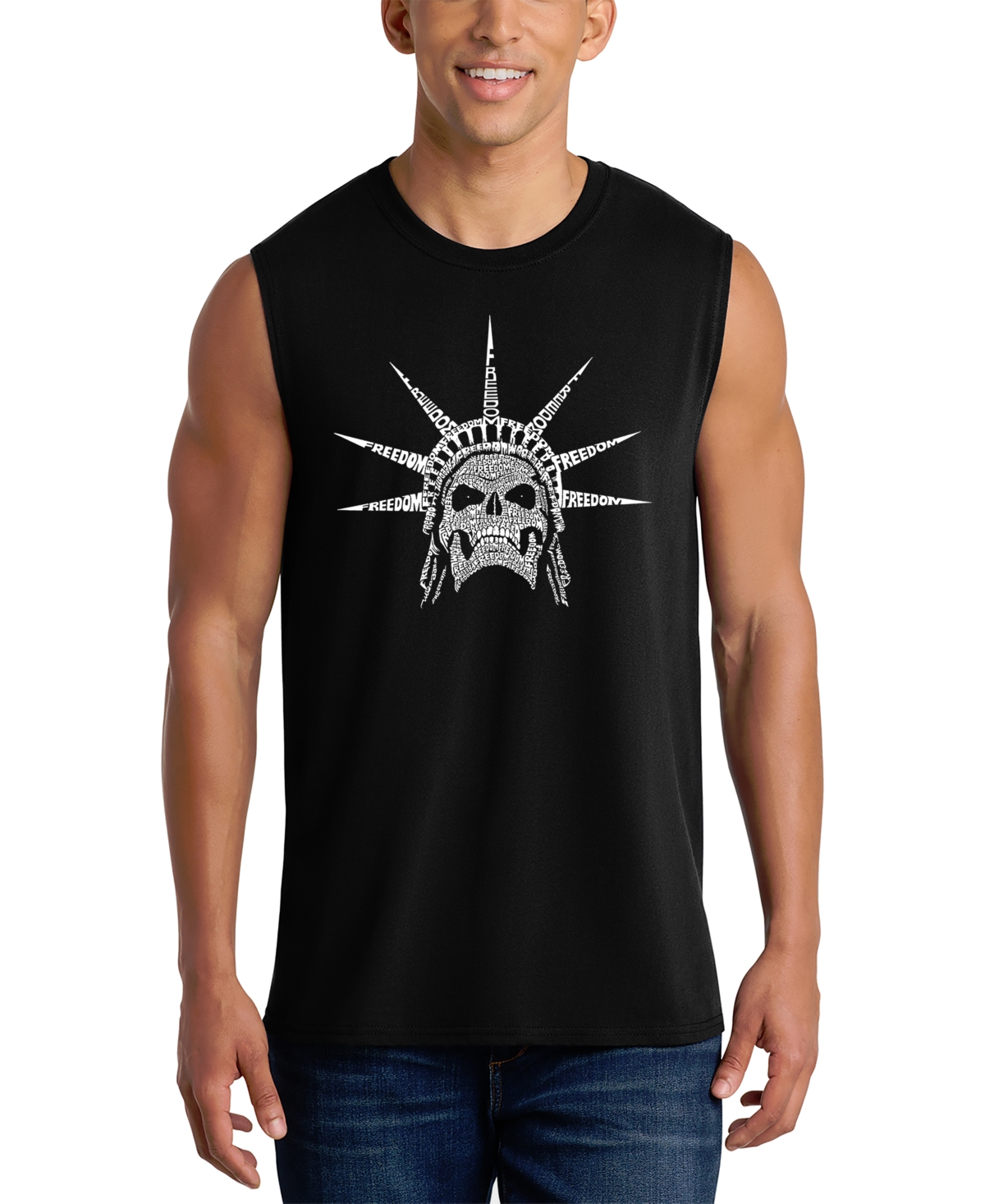 Click here for La Pop Art Mens Statue of Liberty Skull Crown Word... prices