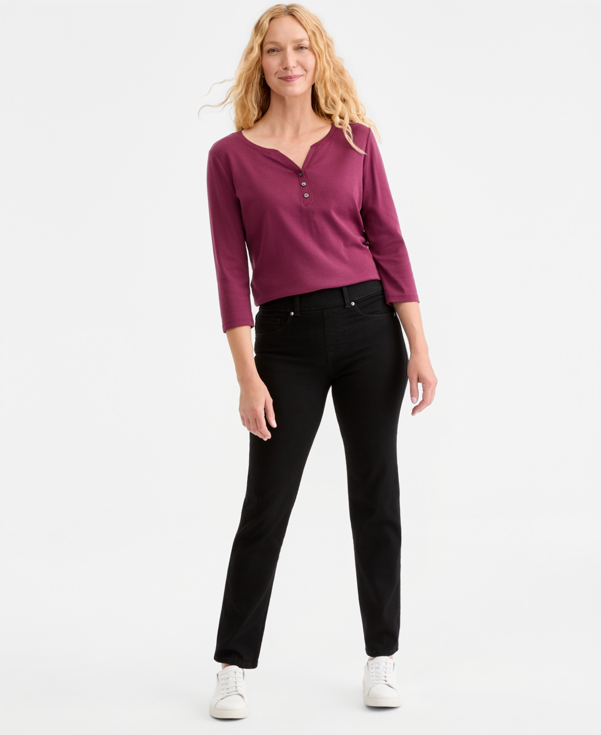 Click here for Style & Co Womens Shaping Pull-On Straight Jeans... prices