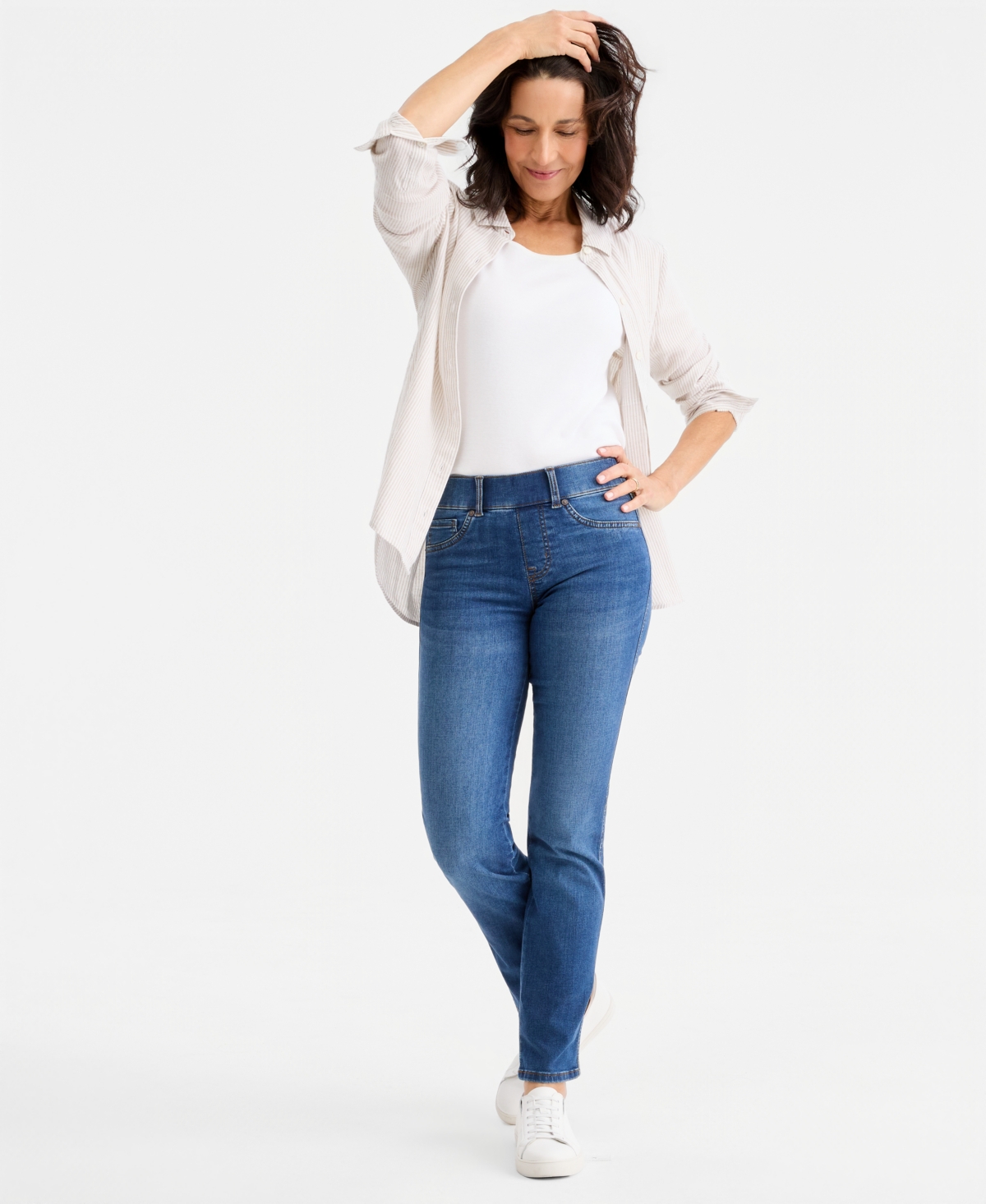 Click here for Style & Co Womens Shaping Pull-On Straight Jeans... prices