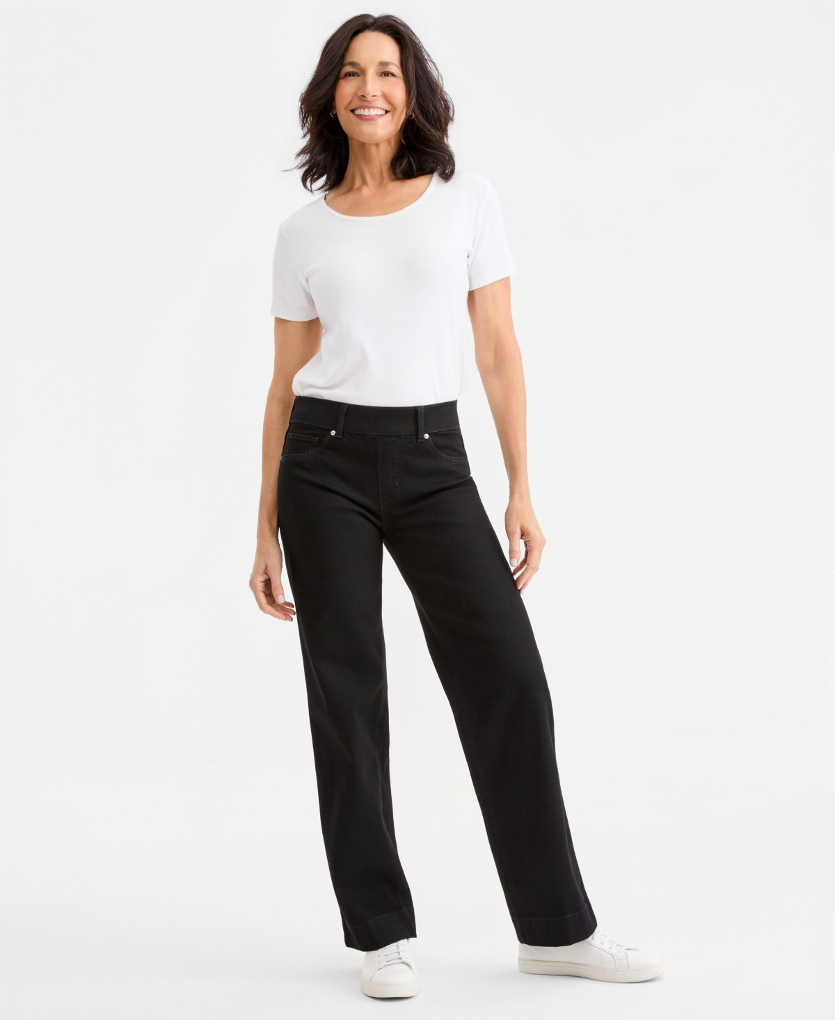 Click here for Style & Co Womens Shaping Pull-On Wide-Leg Jeans... prices