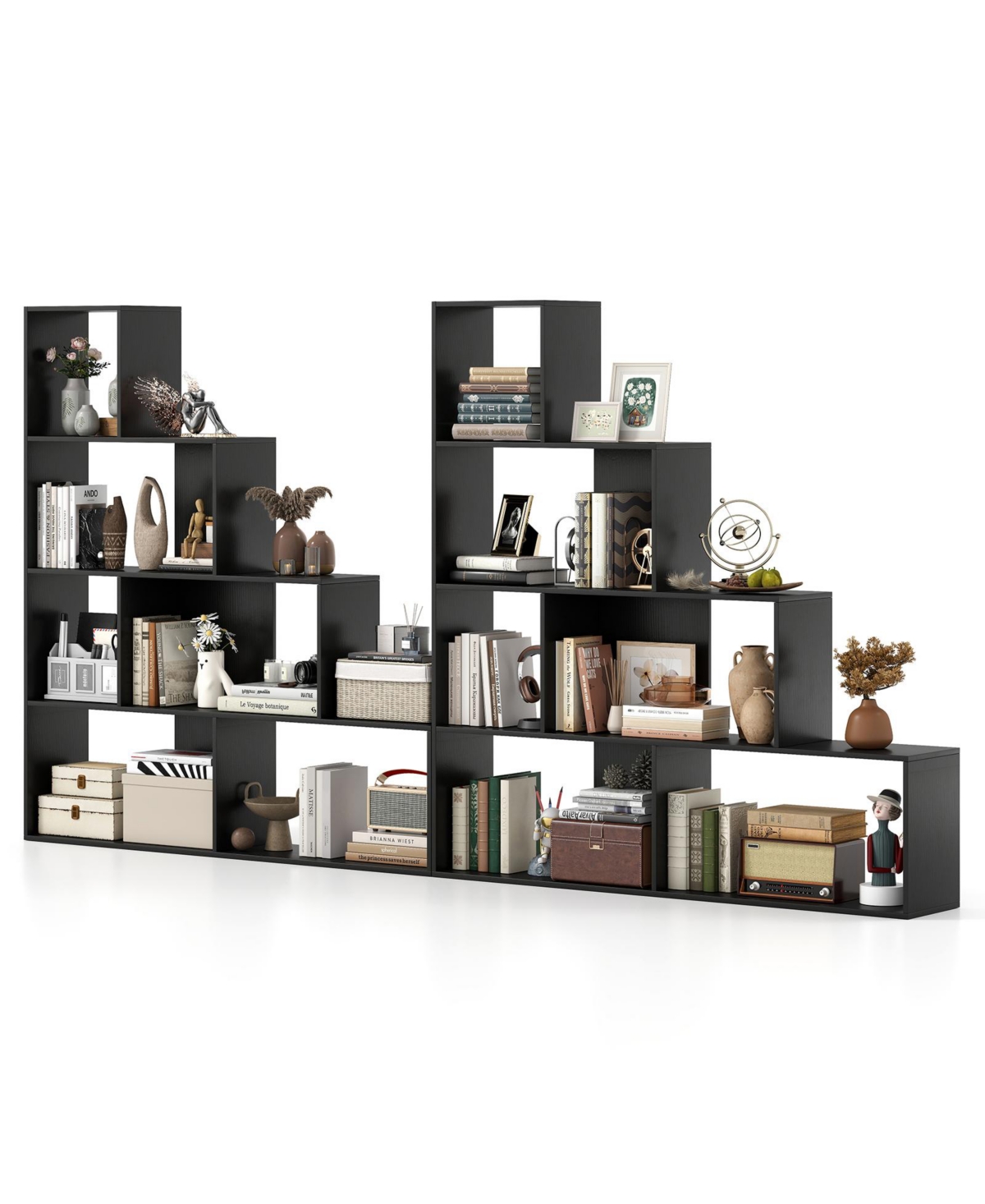 Click here for Gymax 2 Piece 4 Tier Bookshelf with 6 Storage Cube... prices