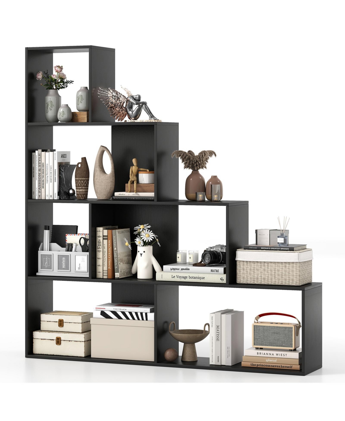 Click here for Gymax 4 Tier Bookshelf with 6 Storage Cubes 64 Inc... prices