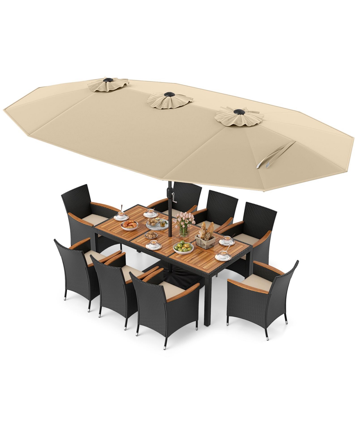 Click here for Costway 11 Pcs Patio Wicker Dining Set with Double... prices