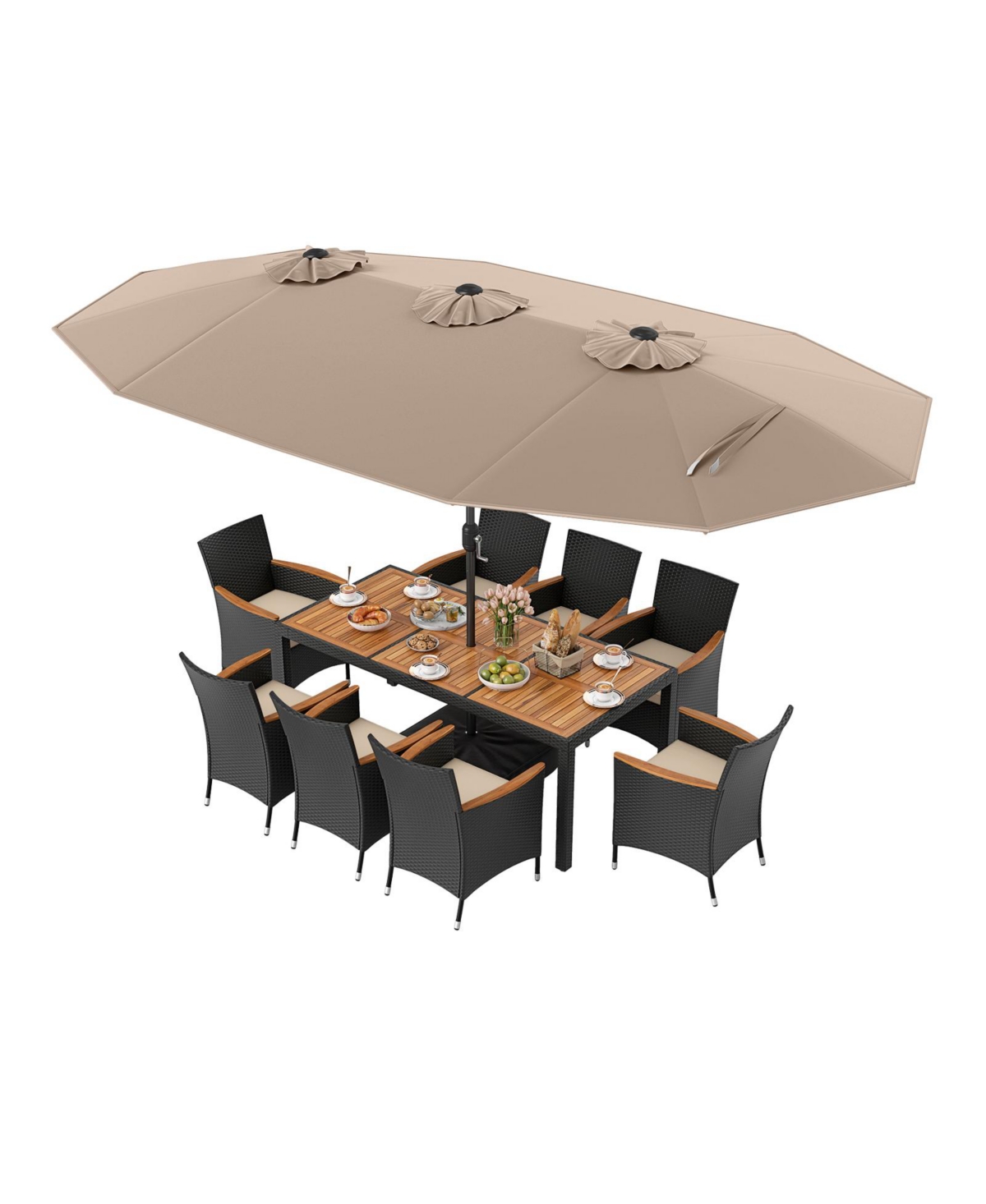 Click here for Costway 11 Pcs Patio Wicker Dining Set with Double... prices