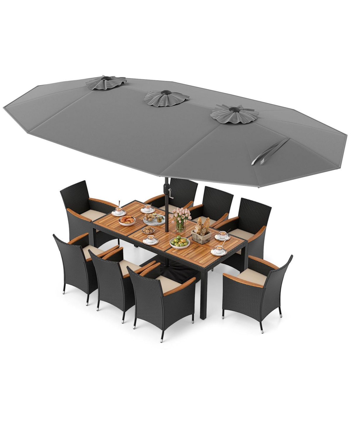 Click here for Costway 11 Pcs Patio Wicker Dining Set with Double... prices