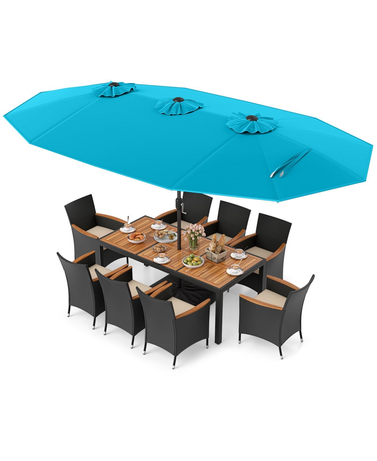 Click here for Costway 11 Pcs Patio Wicker Dining Set with Double... prices