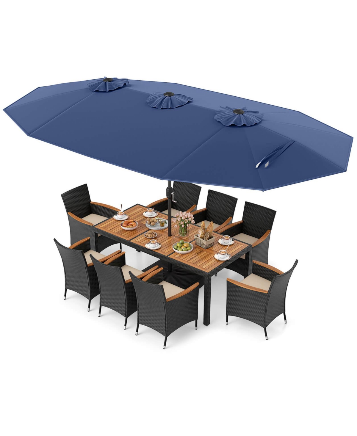 Click here for Costway 11 Pcs Patio Wicker Dining Set with Double... prices