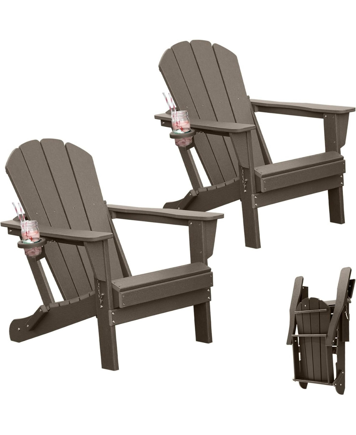 Click here for Clihome Folding Outdoor Adirondack Chairs with Cup... prices