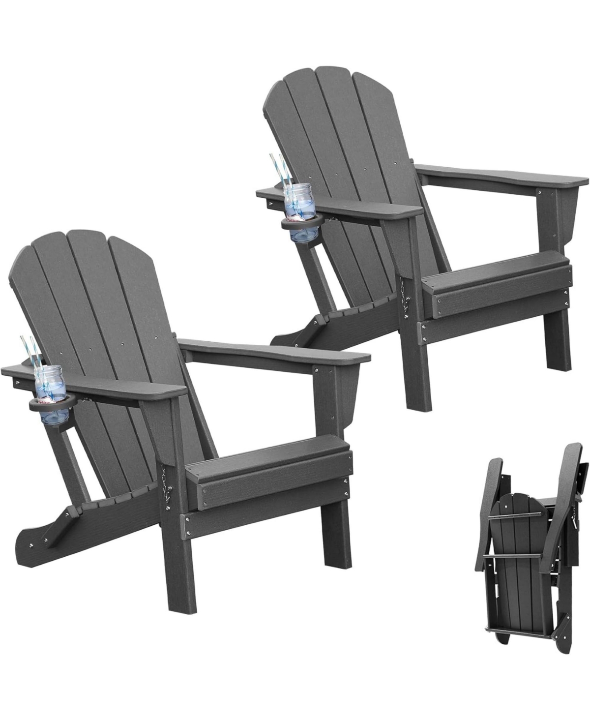 Click here for Clihome Folding Outdoor Adirondack Chairs with Cup... prices