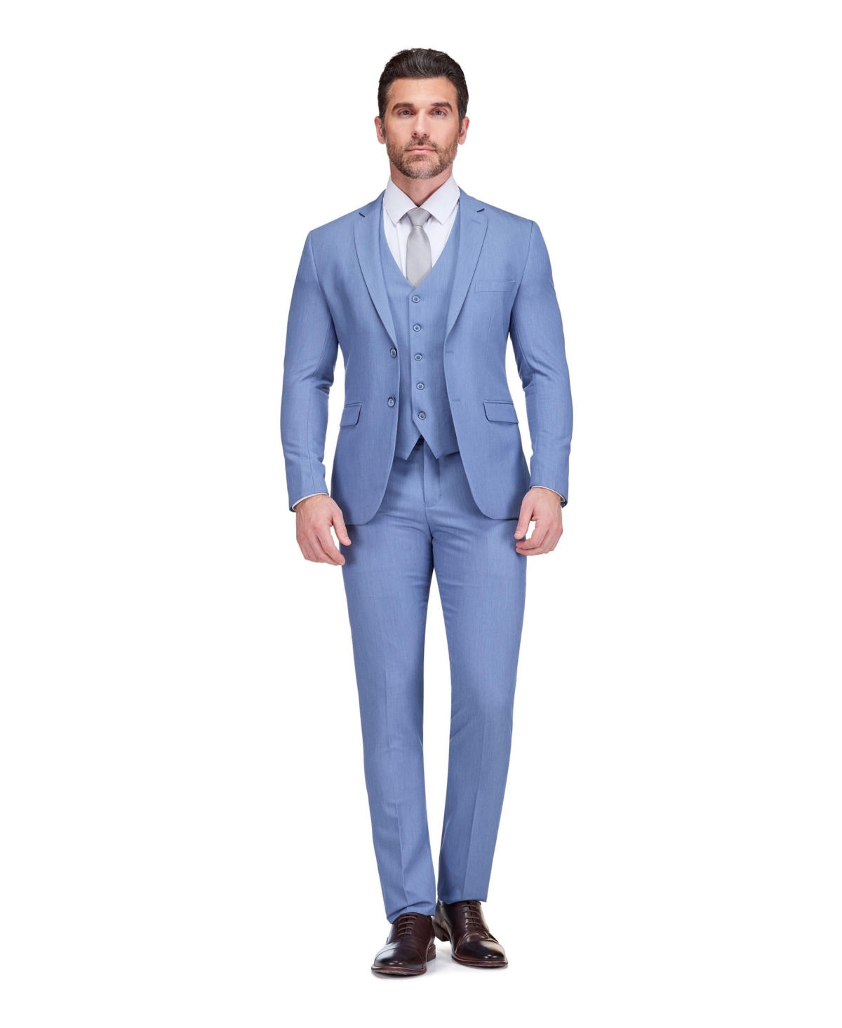 Click here for Gino Vitale Mens Skinny Fit 3-Piece Suit - Steel b... prices