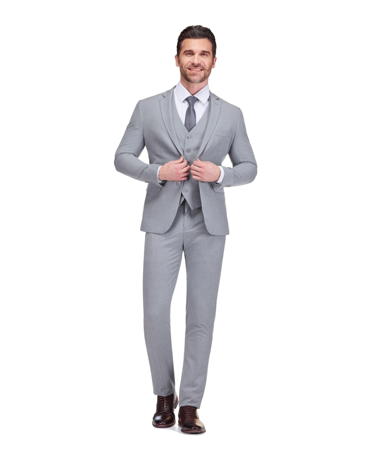 Click here for Gino Vitale Mens Skinny Fit 3-Piece Suit - Light g... prices