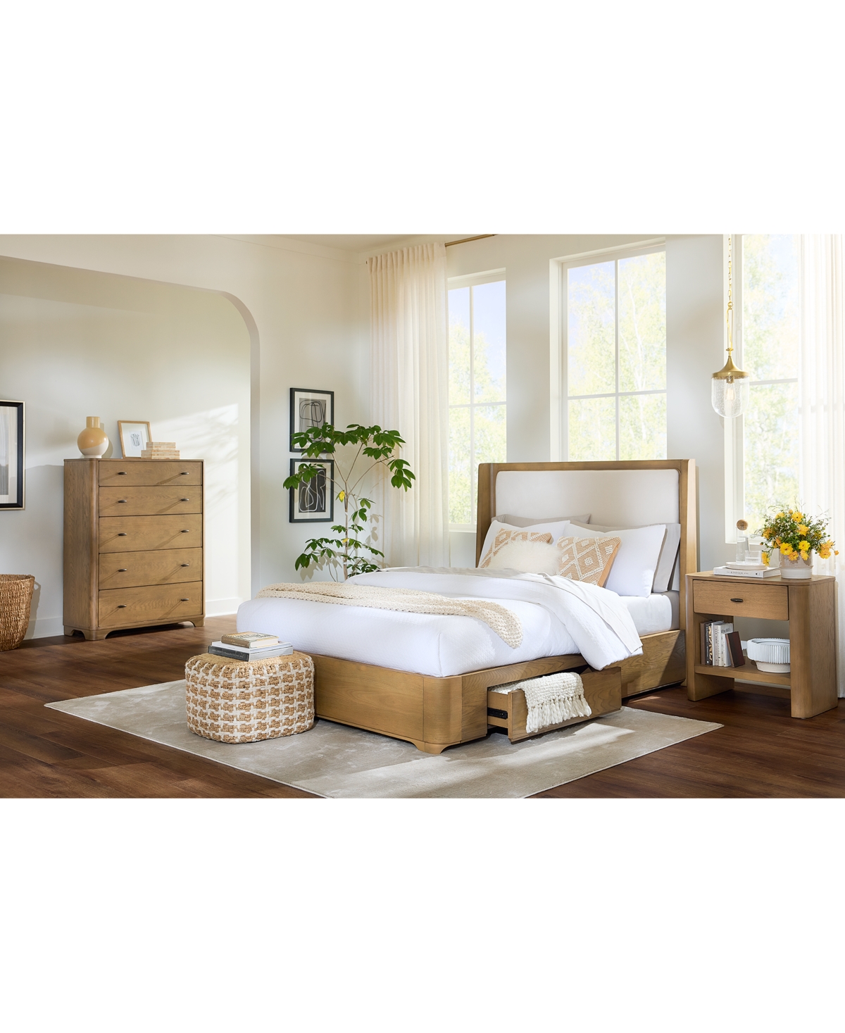 Click here for Nordic 3 Pc. Queen Upholstered Storage Set (Bed  C... prices