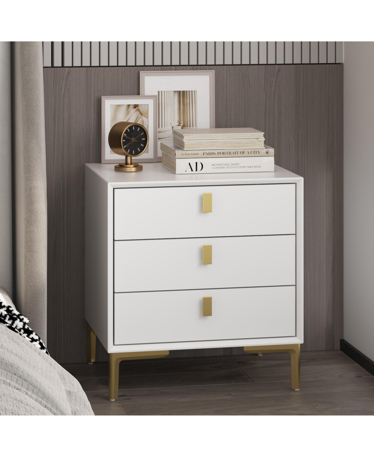 Click here for Homsee Modern 3-Drawer Nightstand with Gold Handle... prices