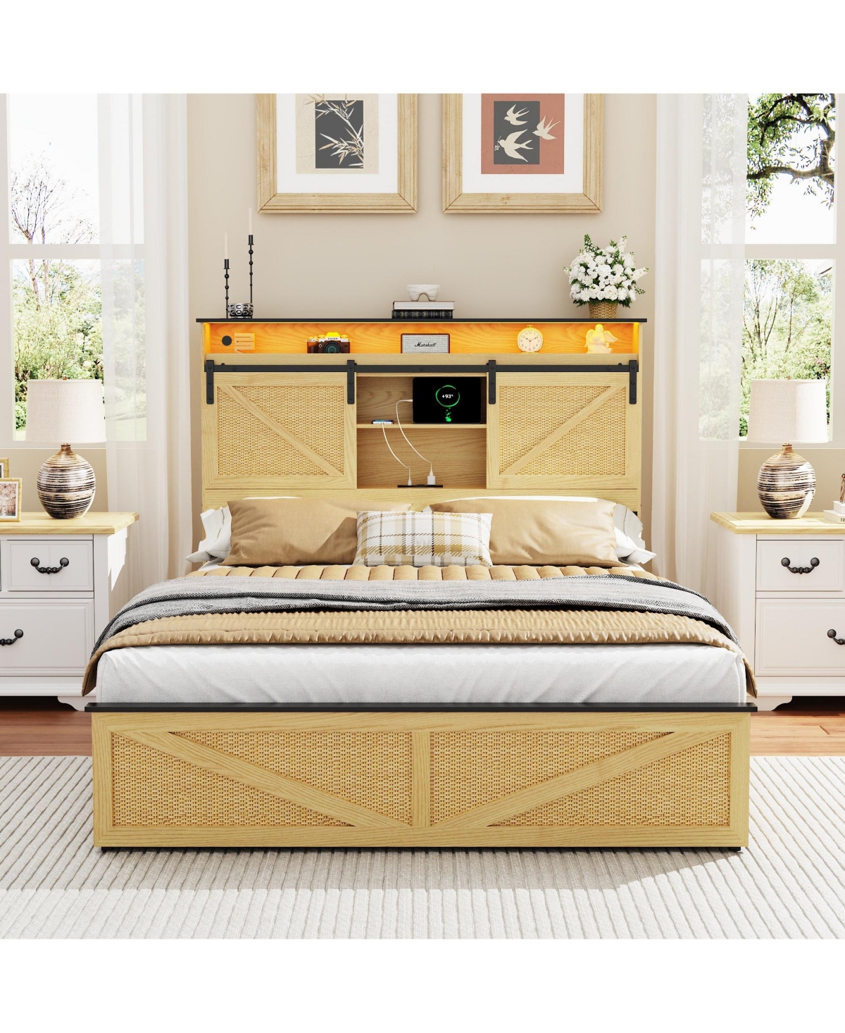 Click here for Lucky One Farmhouse Full Size Bed Frame with Stora... prices