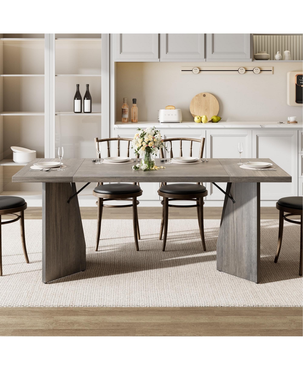 Click here for gaomon 71 Inch Rectangular Dining Table for 6  Rus... prices