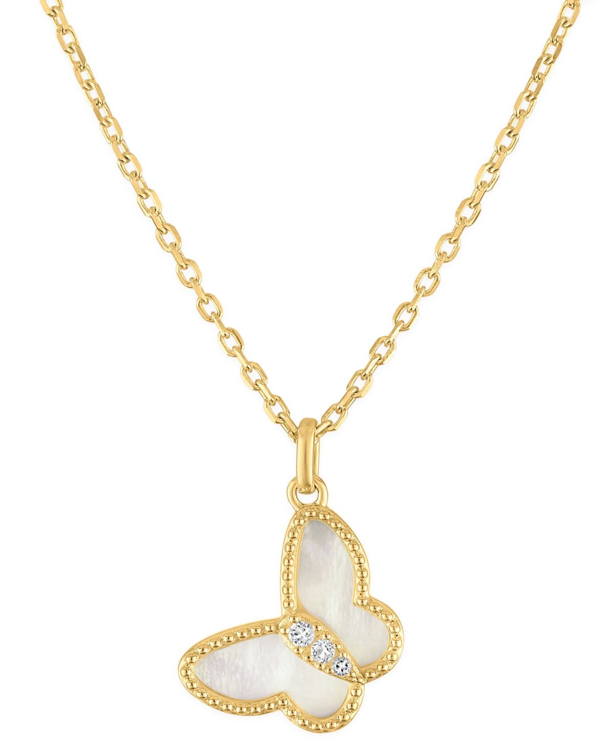 Click here for Macys Simulated pearl & White Topaz Butterfly Pend... prices