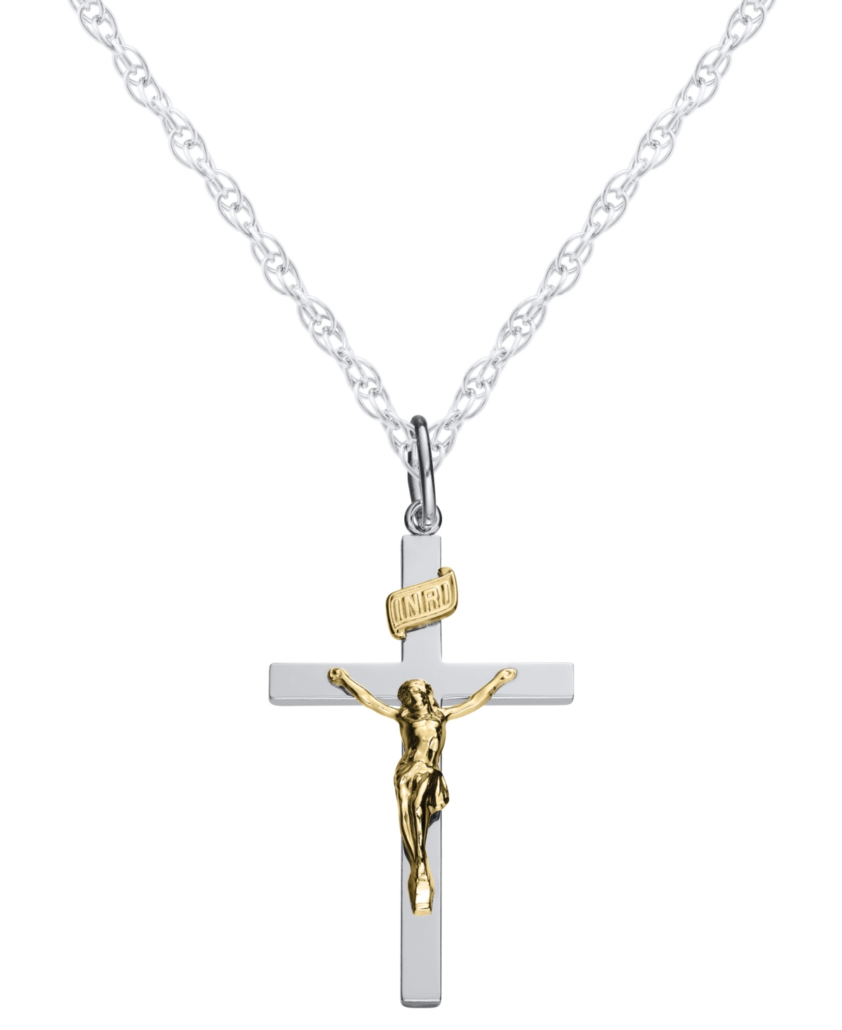 Click here for Macys Mens Two-Tone Crucifix Pendant Necklace in S... prices