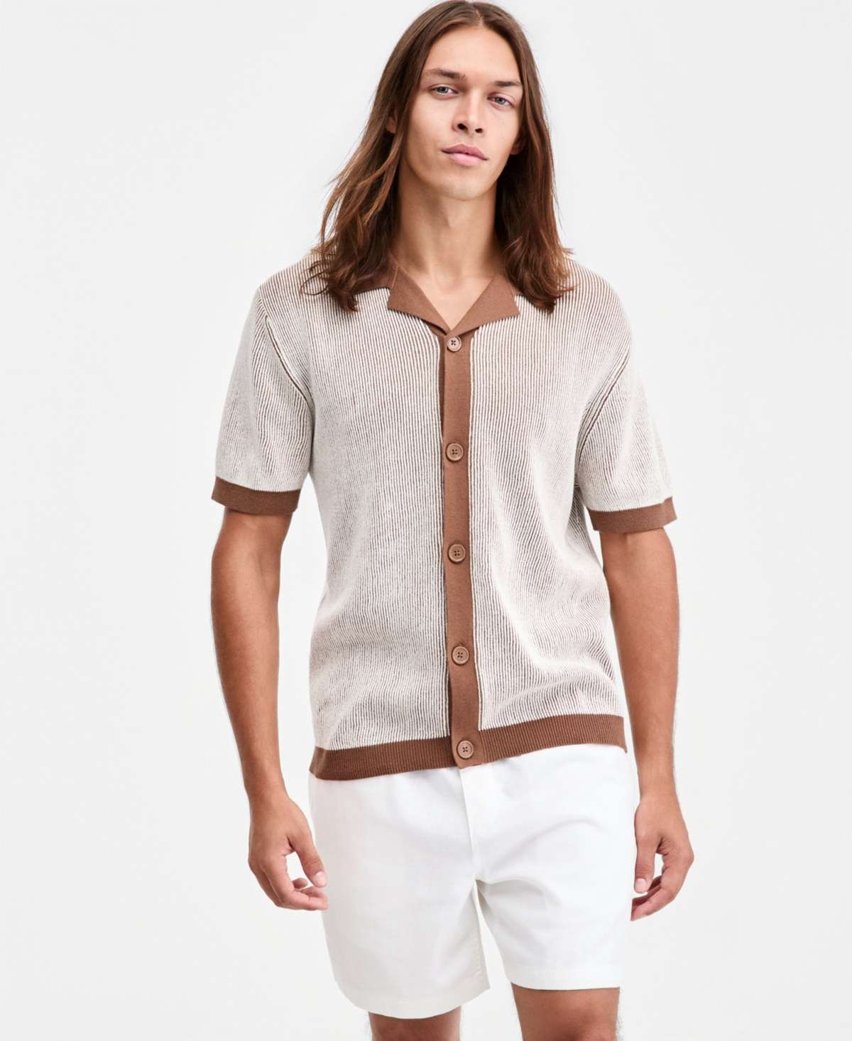 Click here for Sun + Stone Mens Plaited Short-Sleeve Camp Shirt... prices