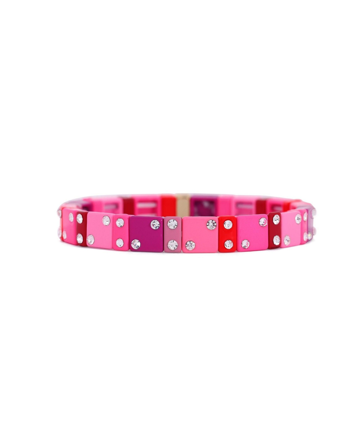 Click here for The Lovery Hot Pink Domino Stretch Bracelet 14K Go... prices