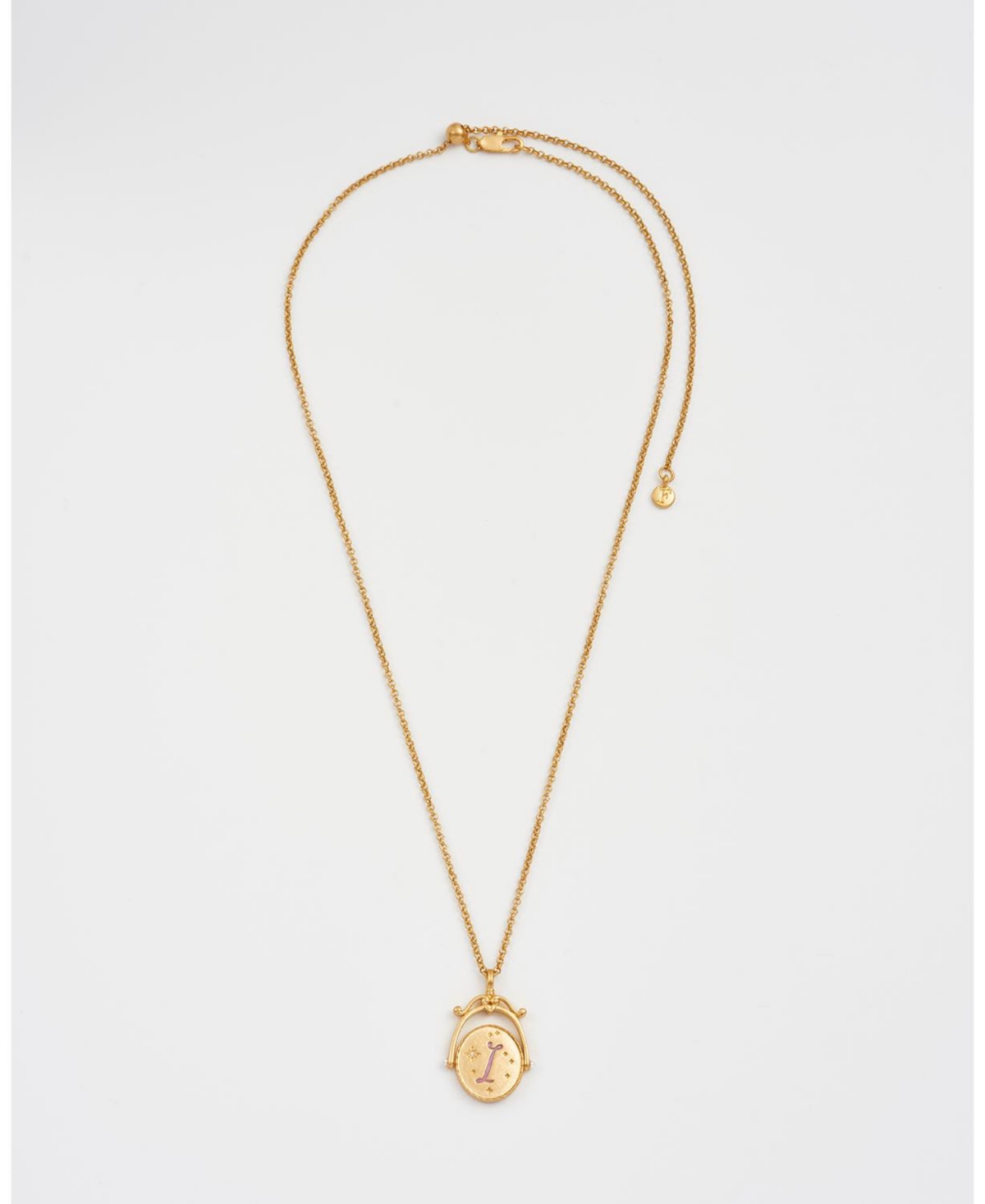 Click here for Fable England I Initial Iris Spinner Chain Necklac... prices