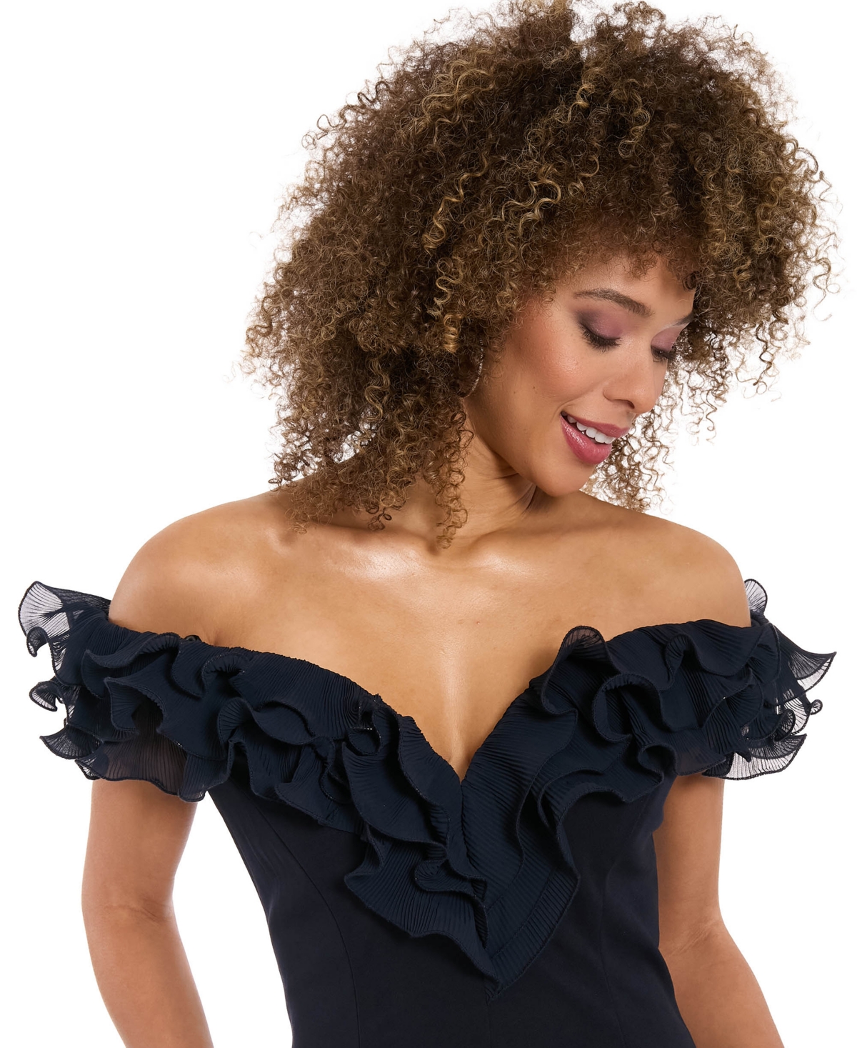 Click here for Muse Womens Ruffle Off-The-Shoulder Top - Twilight... prices