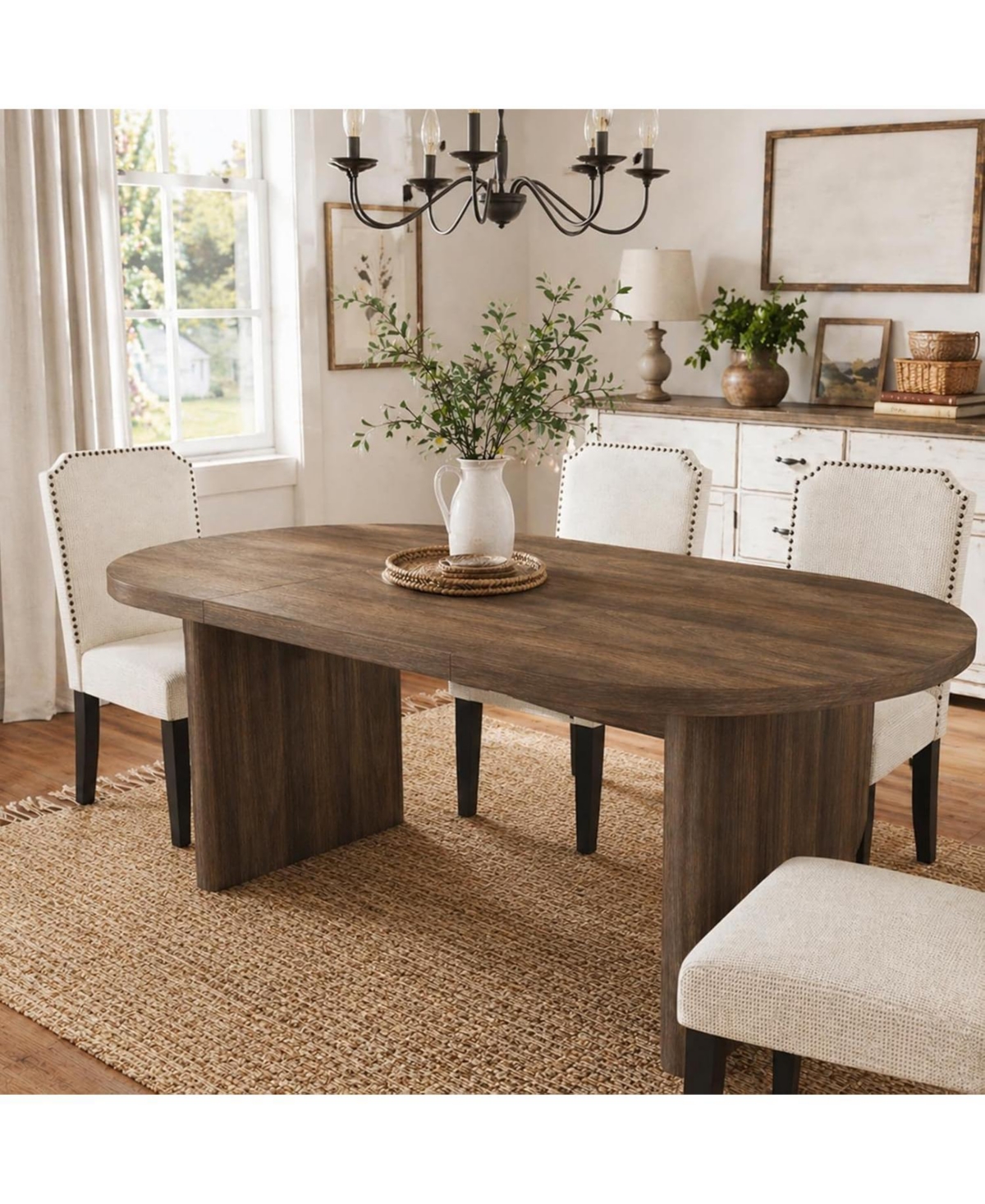 Click here for gaomon 3-Piece 63 inch Oval Dining Set â Farmhou... prices