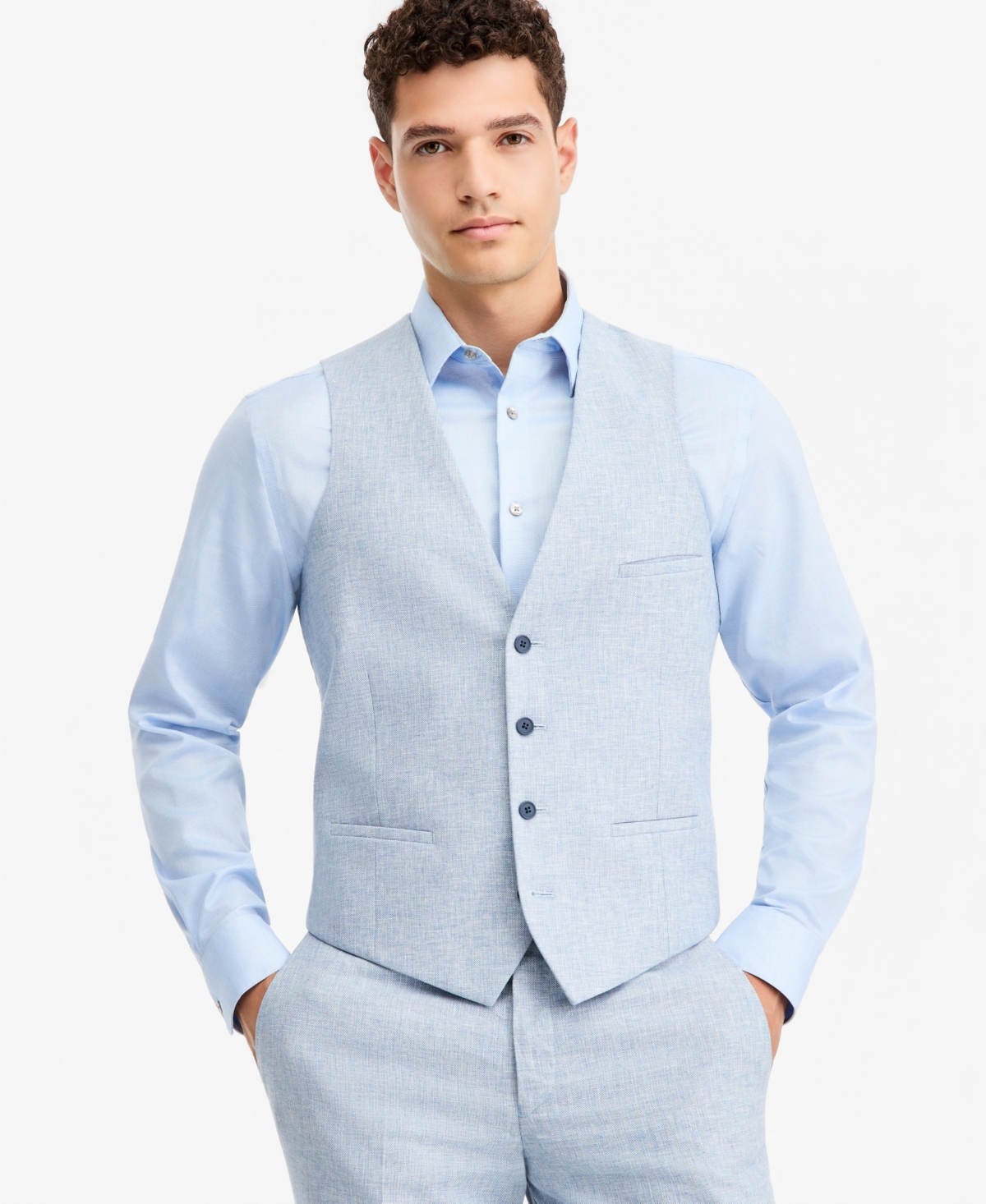 Click here for Bar Iii Mens Slim-Fit Linen-Blend Suit Separates V... prices