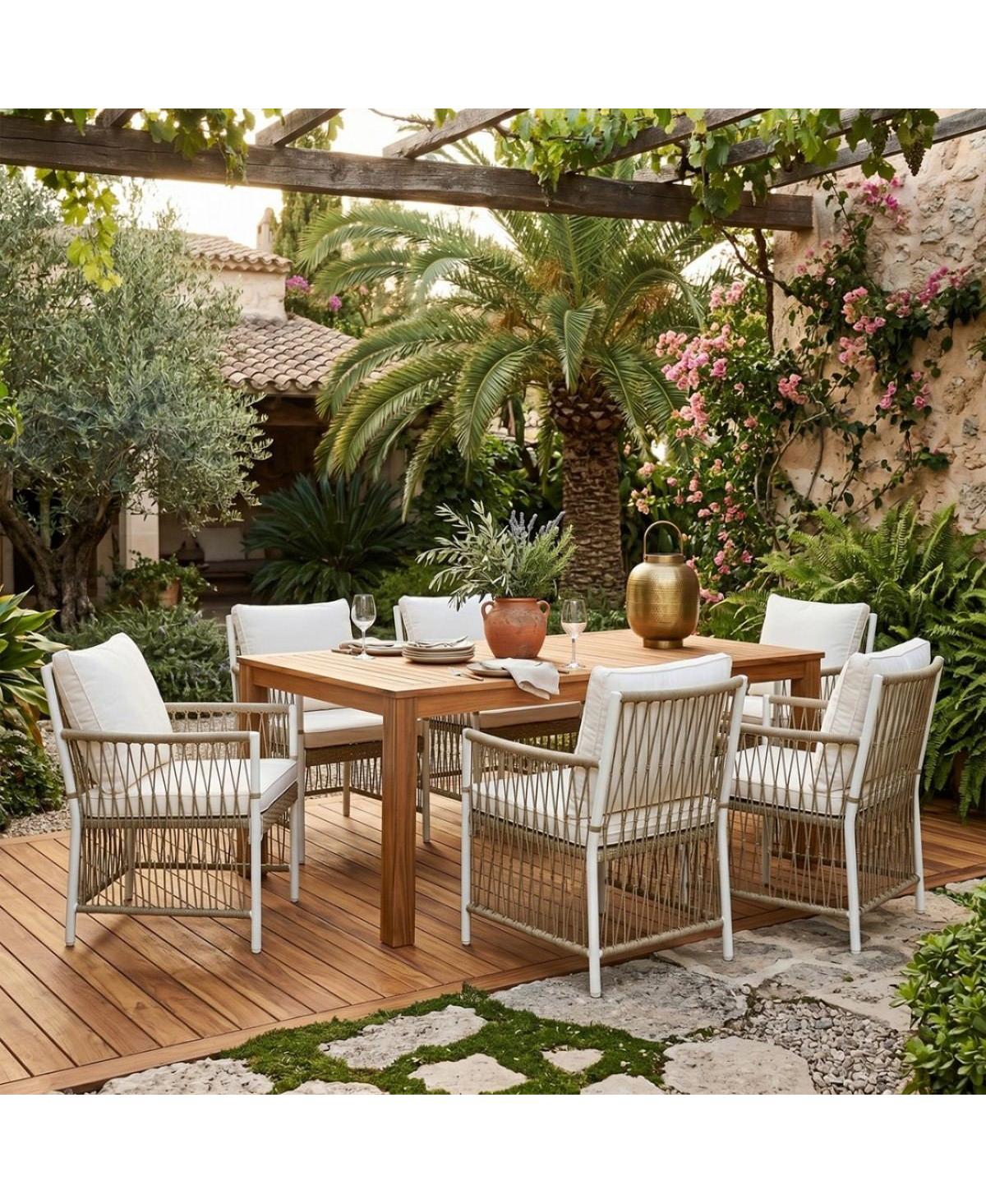 Click here for Asagikoiai 7-Piece Outdoor Dining Set with Acacia... prices