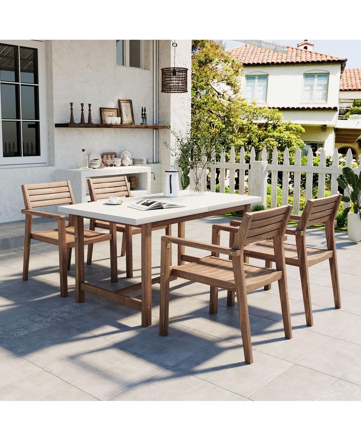Click here for Asagikoiai 5-Piece Acacia Wood Outdoor Dining Set... prices