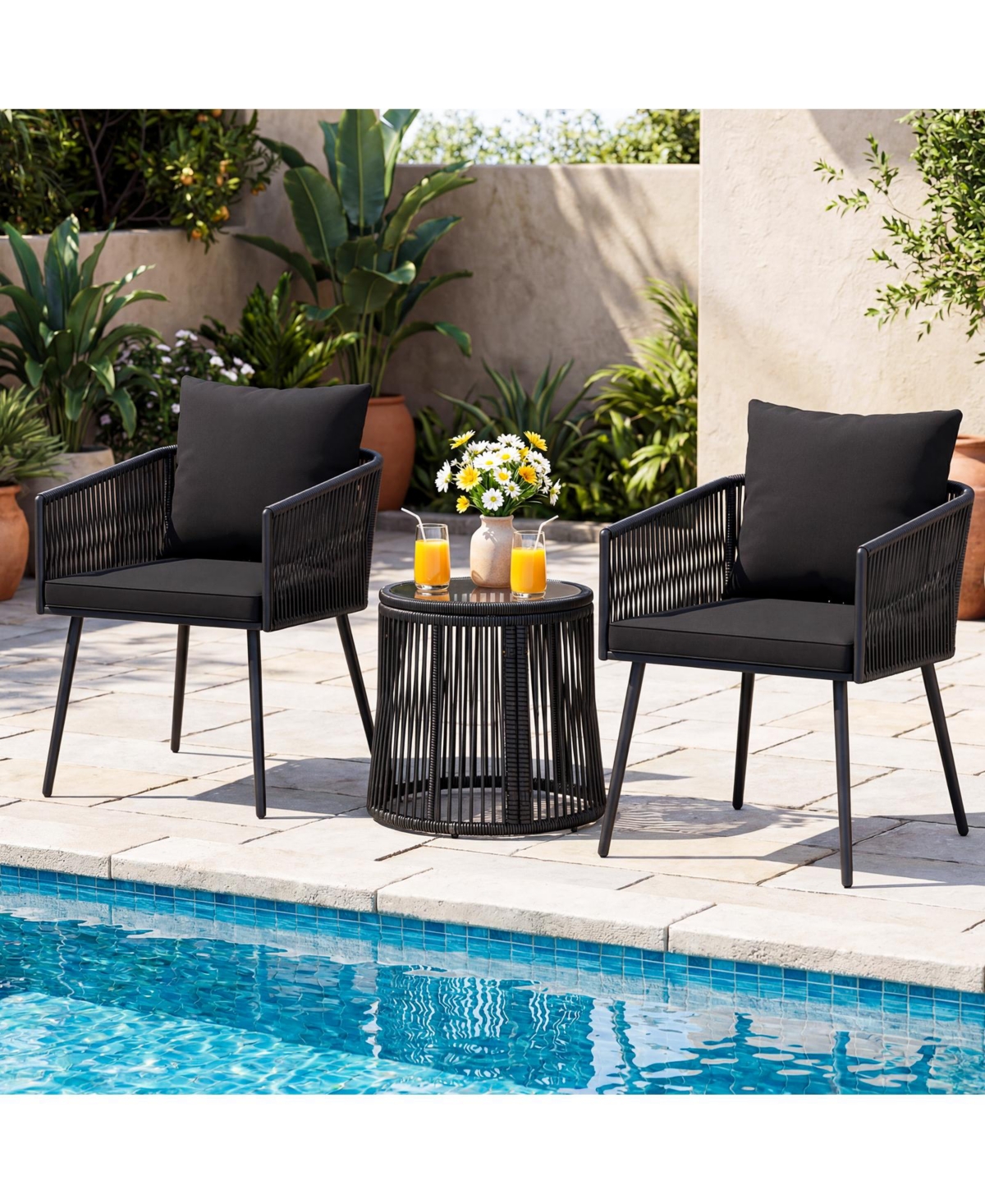 Click here for Gymax 3Pieces Outdoor Furniture Set Patio Wicker C... prices